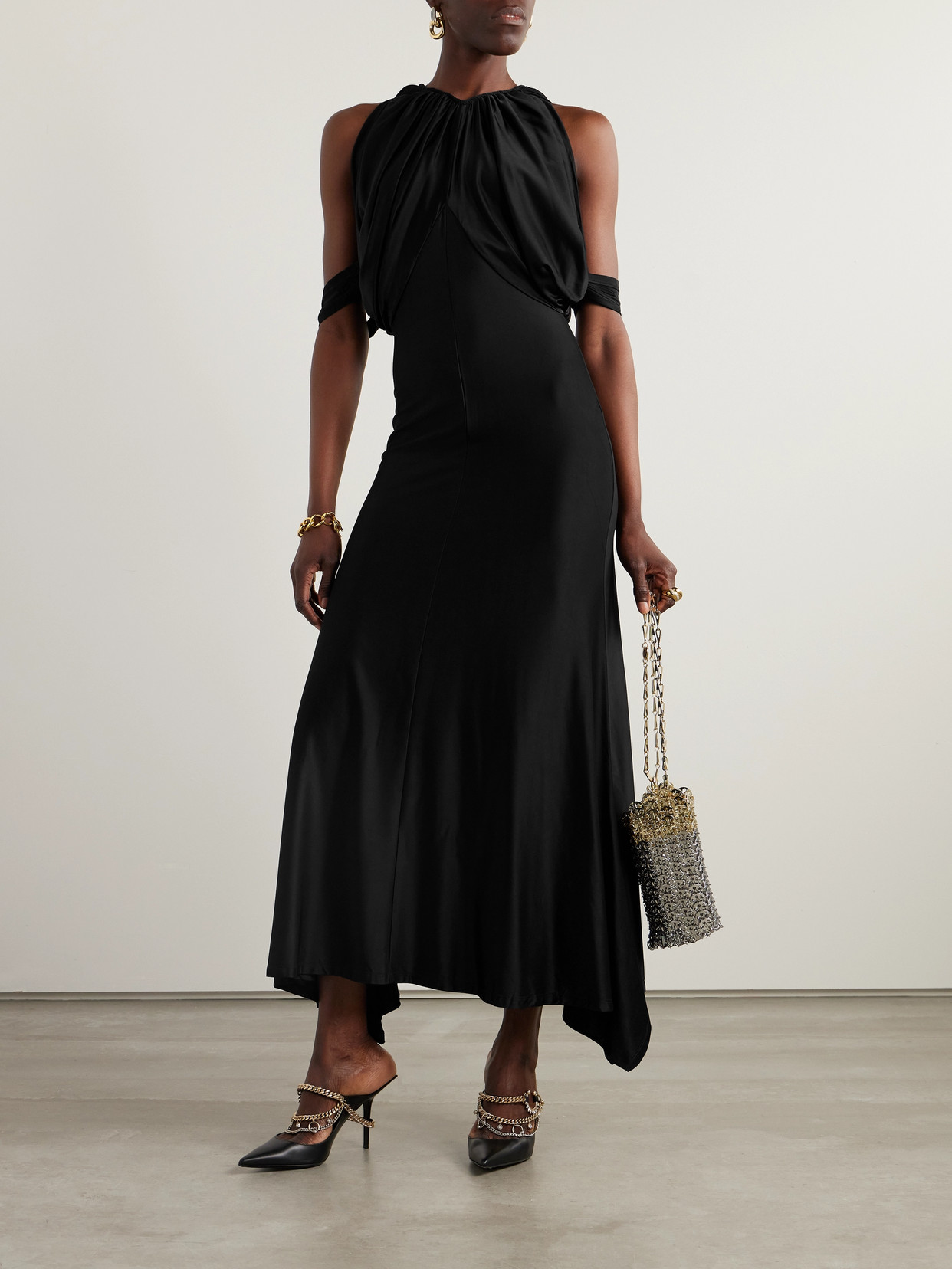PACO RABANNE RABANNE Draped Stretch-jersey Dress