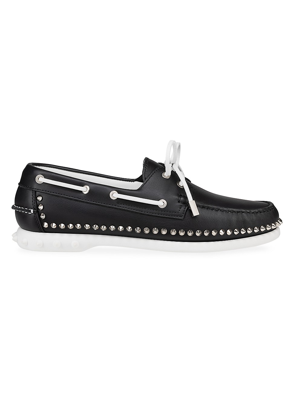 Christian Louboutin Black Leather Studded Gerockel Loafers CHRISTIAN LOUBOUTIN - Gerockel studded leather boat shoes  main image 3