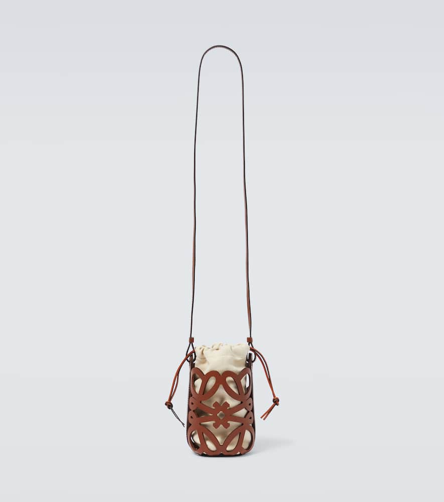 Loewe Anagram Leather-Trimmed Canvas Bucket Bag In Brown 30% Off