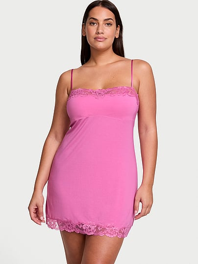 Victoria'S Secret Modal Soft & Lace Trim Straight-Neck Slip Dress In Green - 52% Off | Editorialist Victoria'S Secret Modal Soft & Lace Trim Straight-Neck Slip Dress In Green - 52% Off | Editorialist