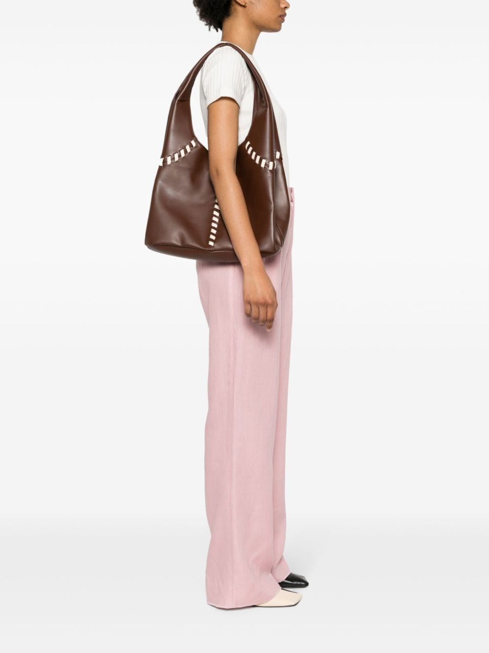 THEMOIRE Themoirè Ninfa Whipstitch Shoulder Bag