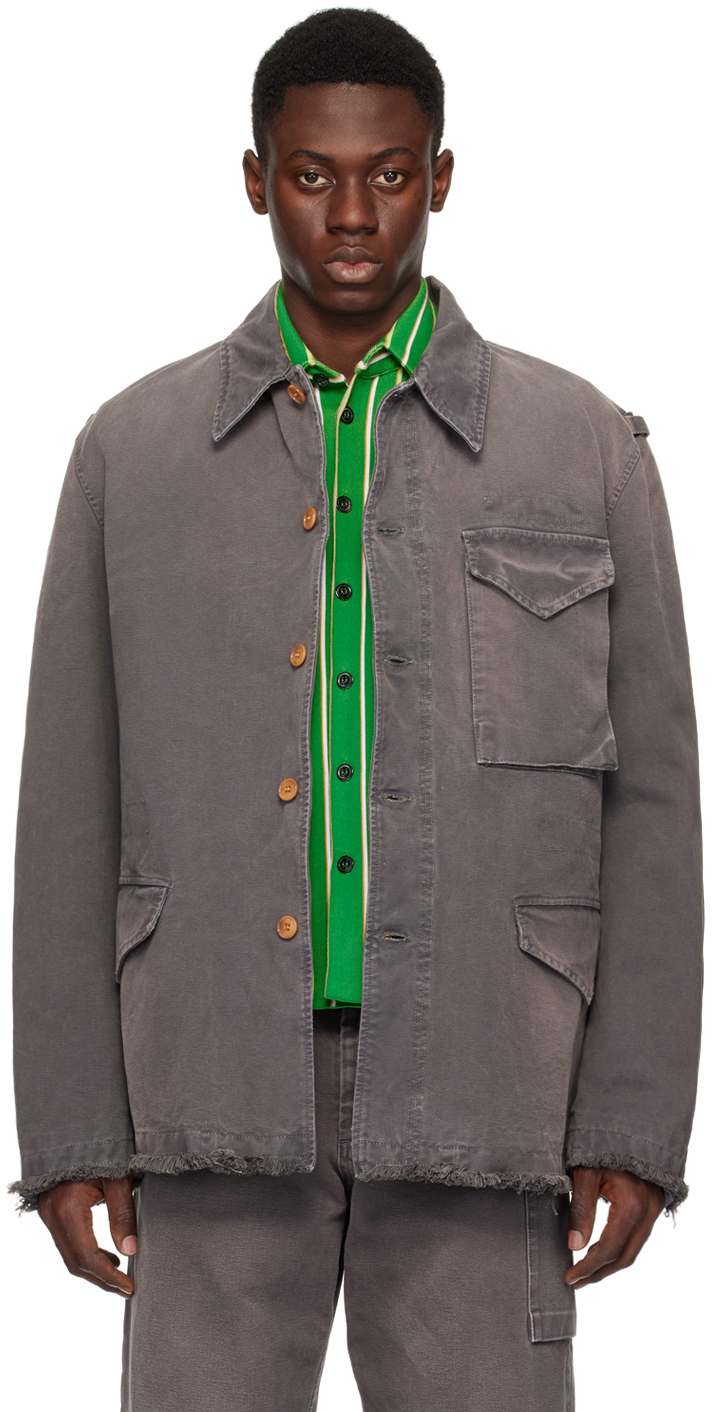 Marni Overdyed Cotton Canvas Jacket In Ocn34 Dolphin 55% Off