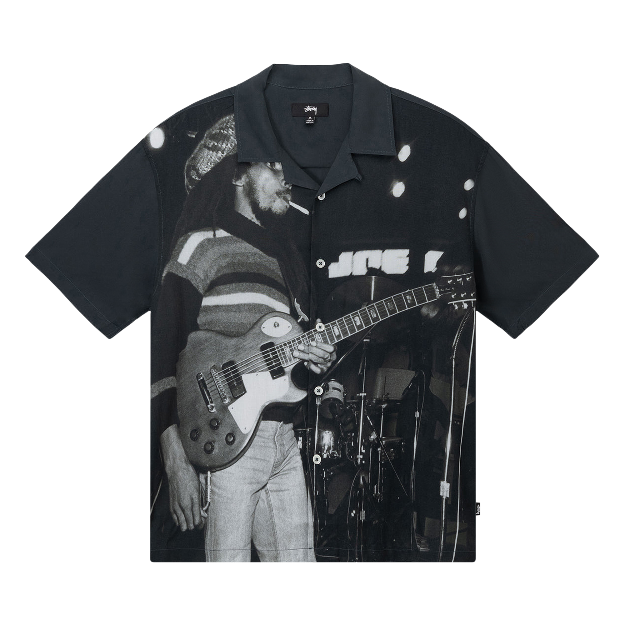 トップス Stussy BOB MARLEY OPEN COLLAR SHIRT StüSsy Bob Marley Open Collar Shirt - Black | Editorialist