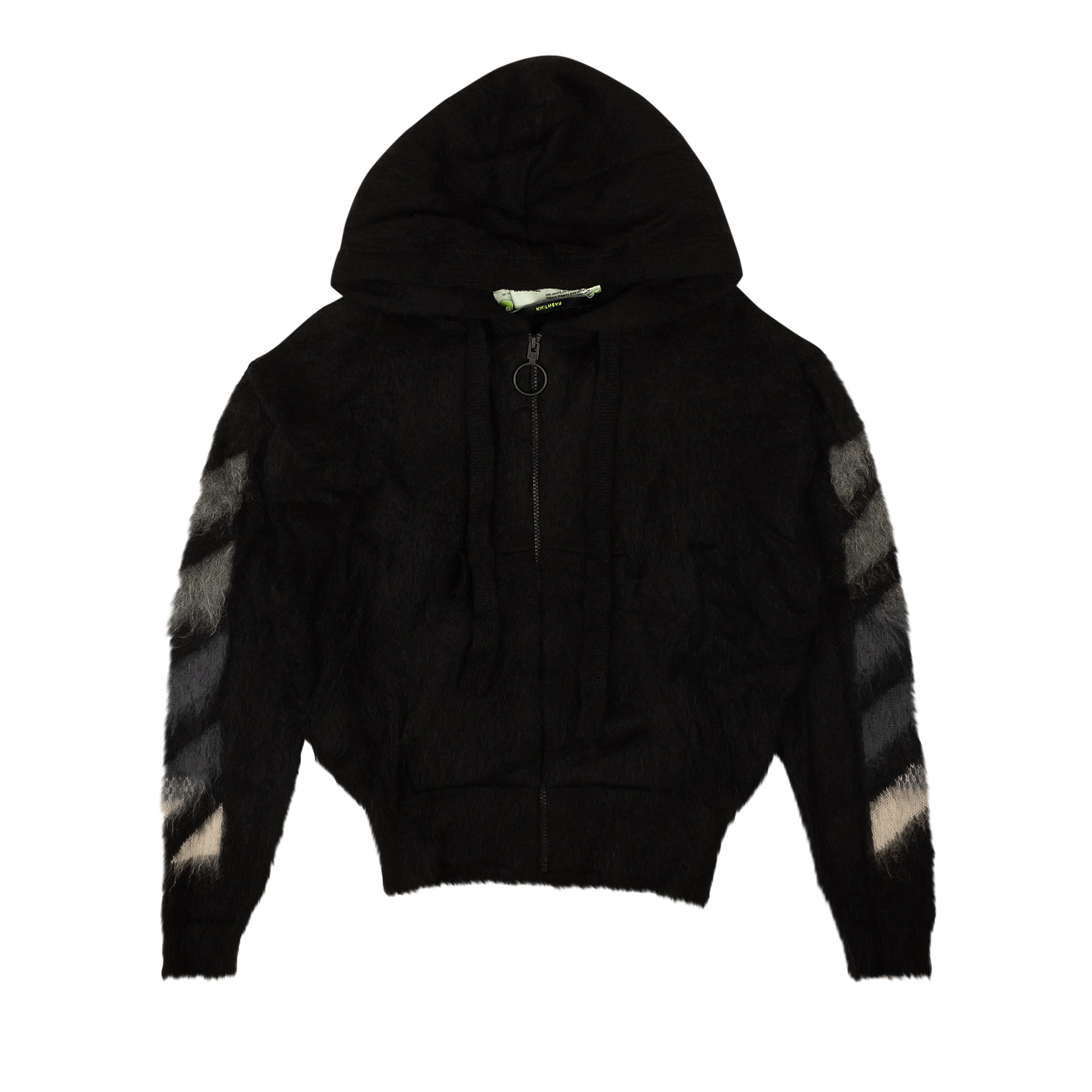 Off-White Brushed Mohair Zip Hoodie - Black | Editorialist