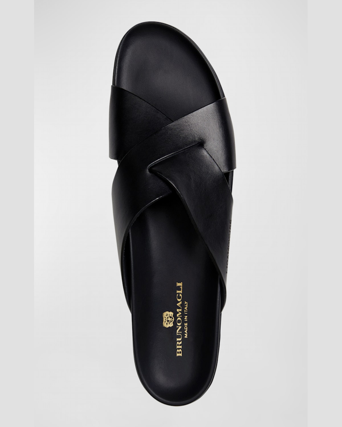 Bruno Magli Bologna Leather Crisscross Slide Sandals - Black 