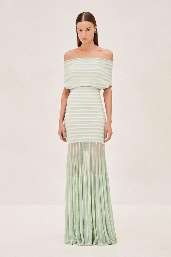 Marce Off-the-shoulder Pleated Dress - White Marce Off-the-shoulder Pleated Dress - White