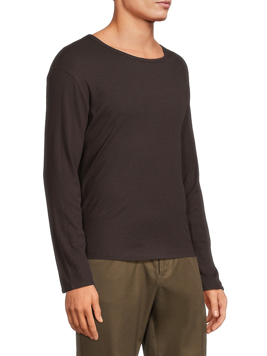 Second / Layer Dias Cortas Wool-Blend Long-Sleeve T-Shirt In Brown