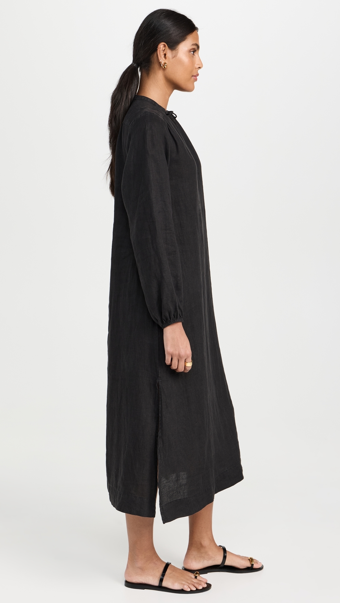 chinese dress ladies Linen Halter Dress - Black