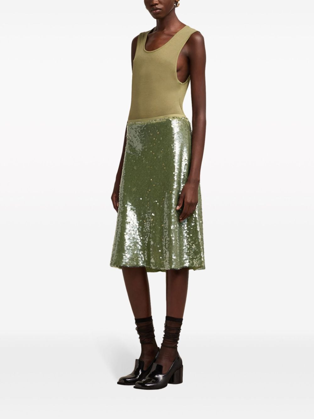AMI AMI Paris Sequin-Embellished Midi Skirt