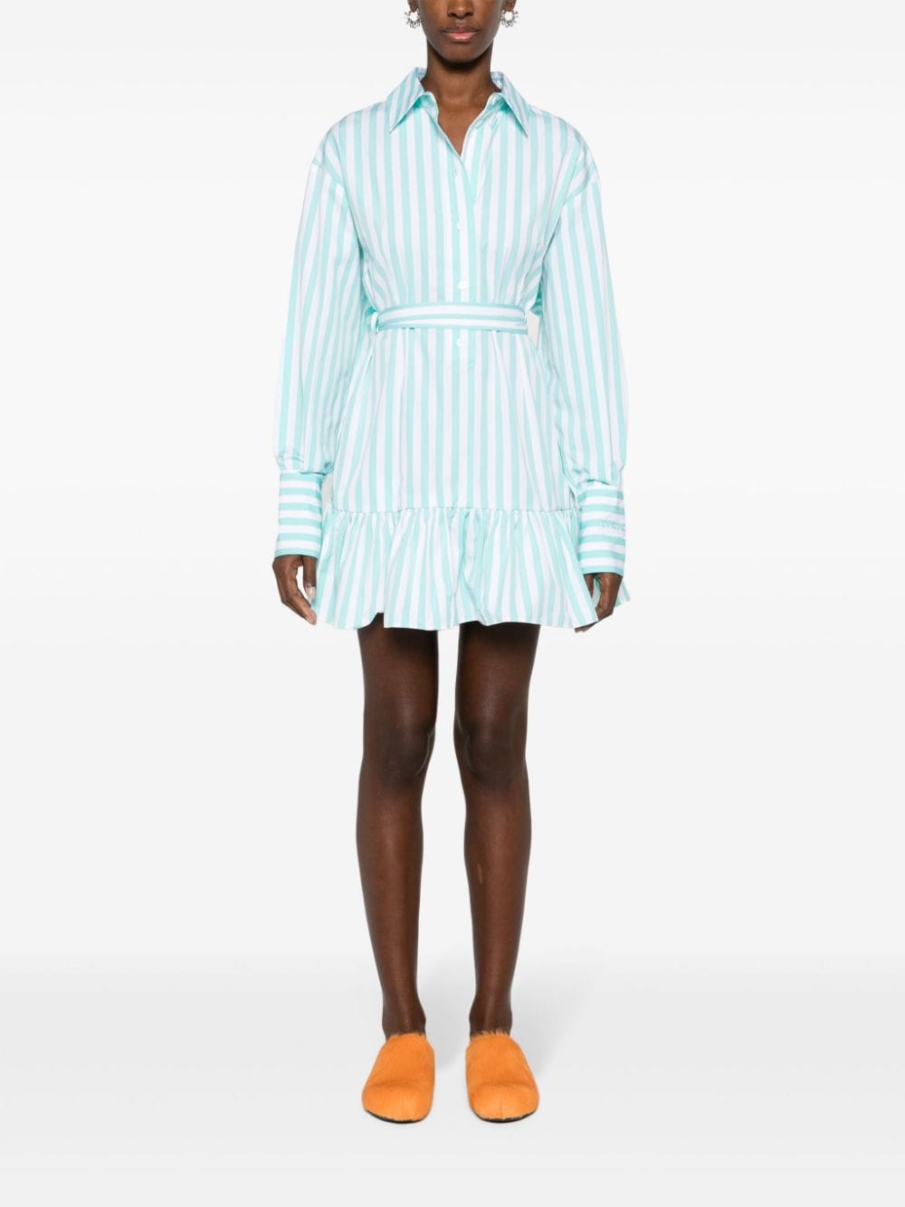 PATOU Patou Striped Ruffled Mini Dress