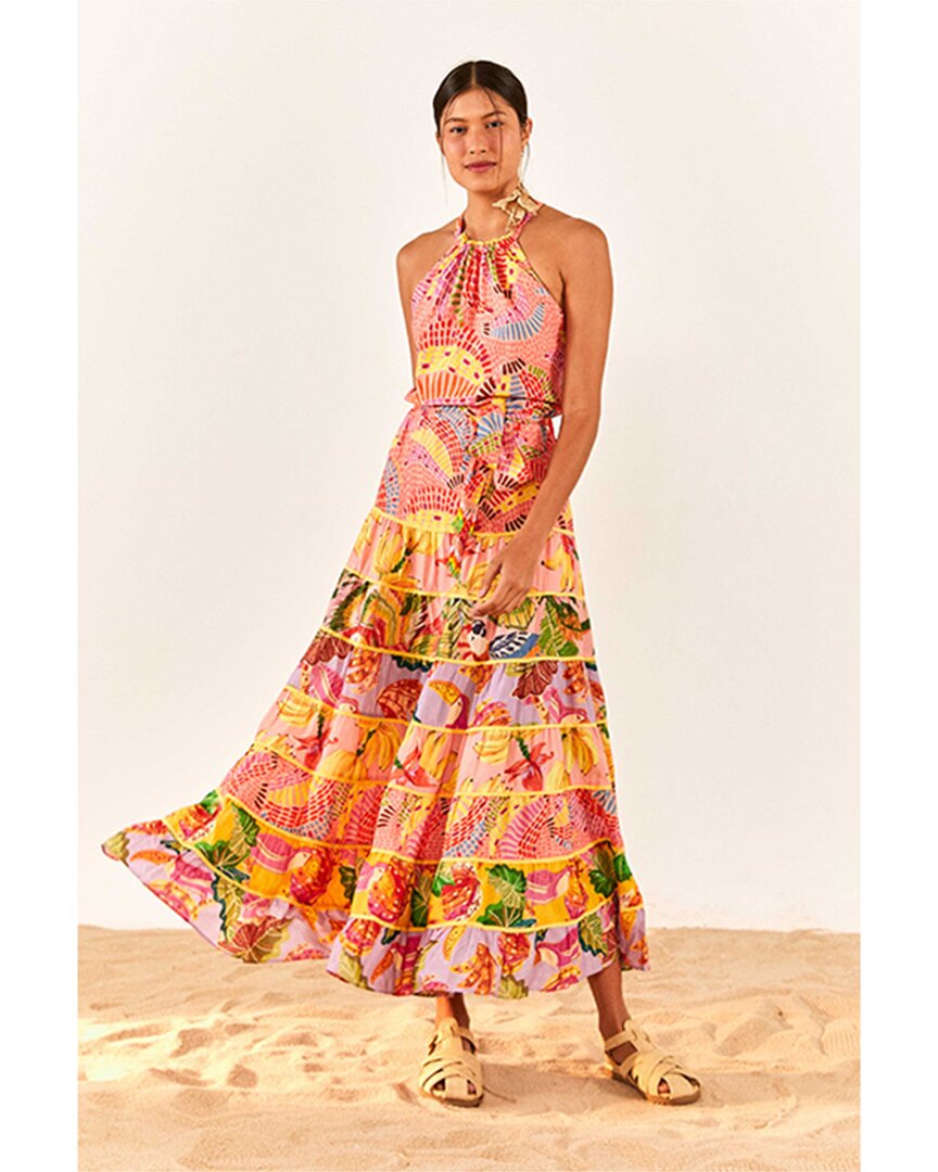 farm rio mixed pink prints maxi dress Farm Rio Mixed Prints Halter Maxi Dress