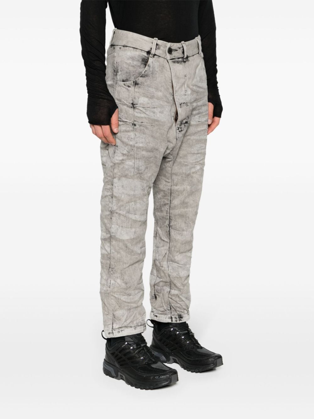 Boris Bidjan Saberi Mid-Rise Drop-Crotch Jeans - Grey | Editorialist