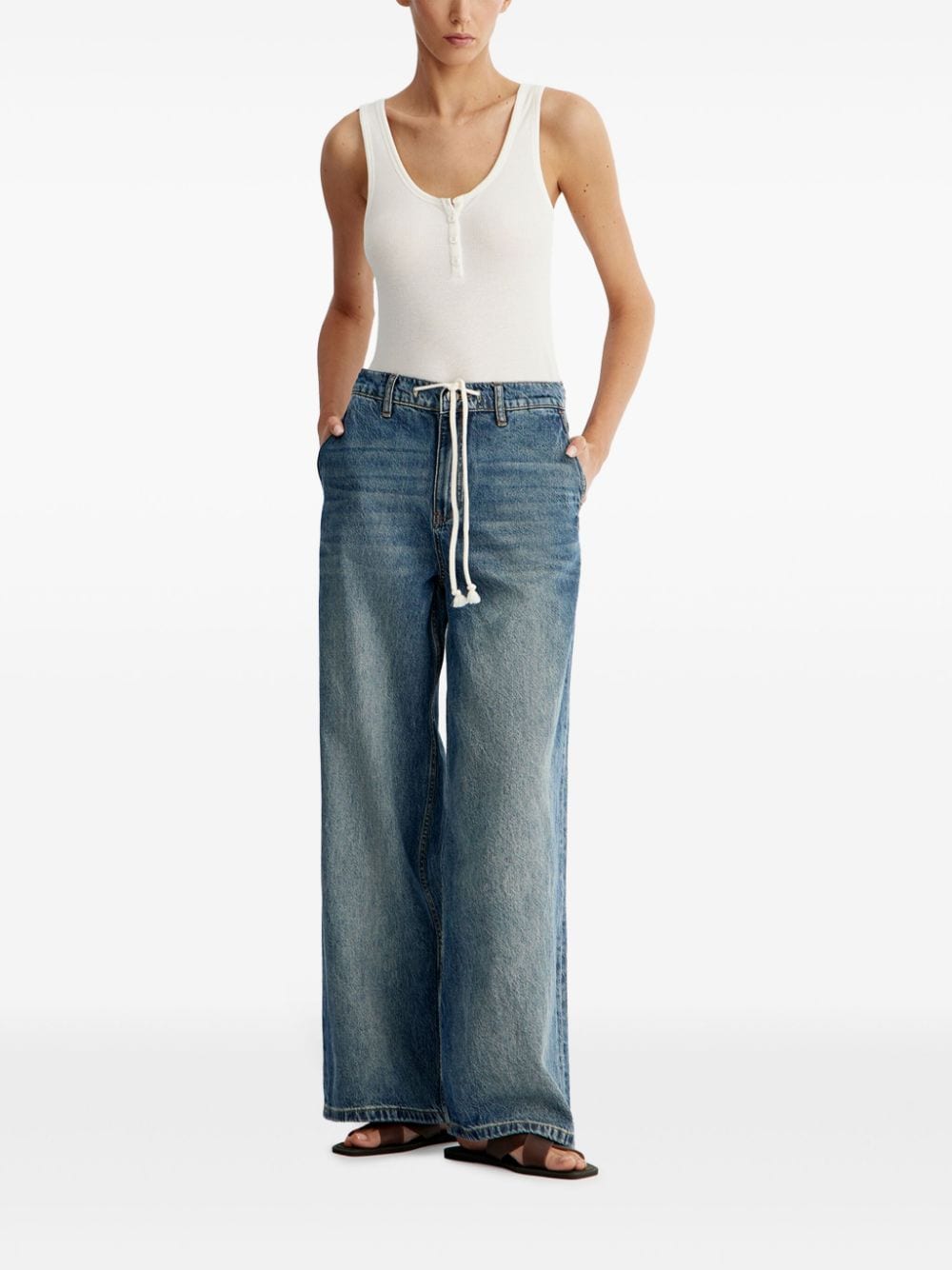 12 STOREEZ Mid-Rise Wide-Leg Denim Jeans