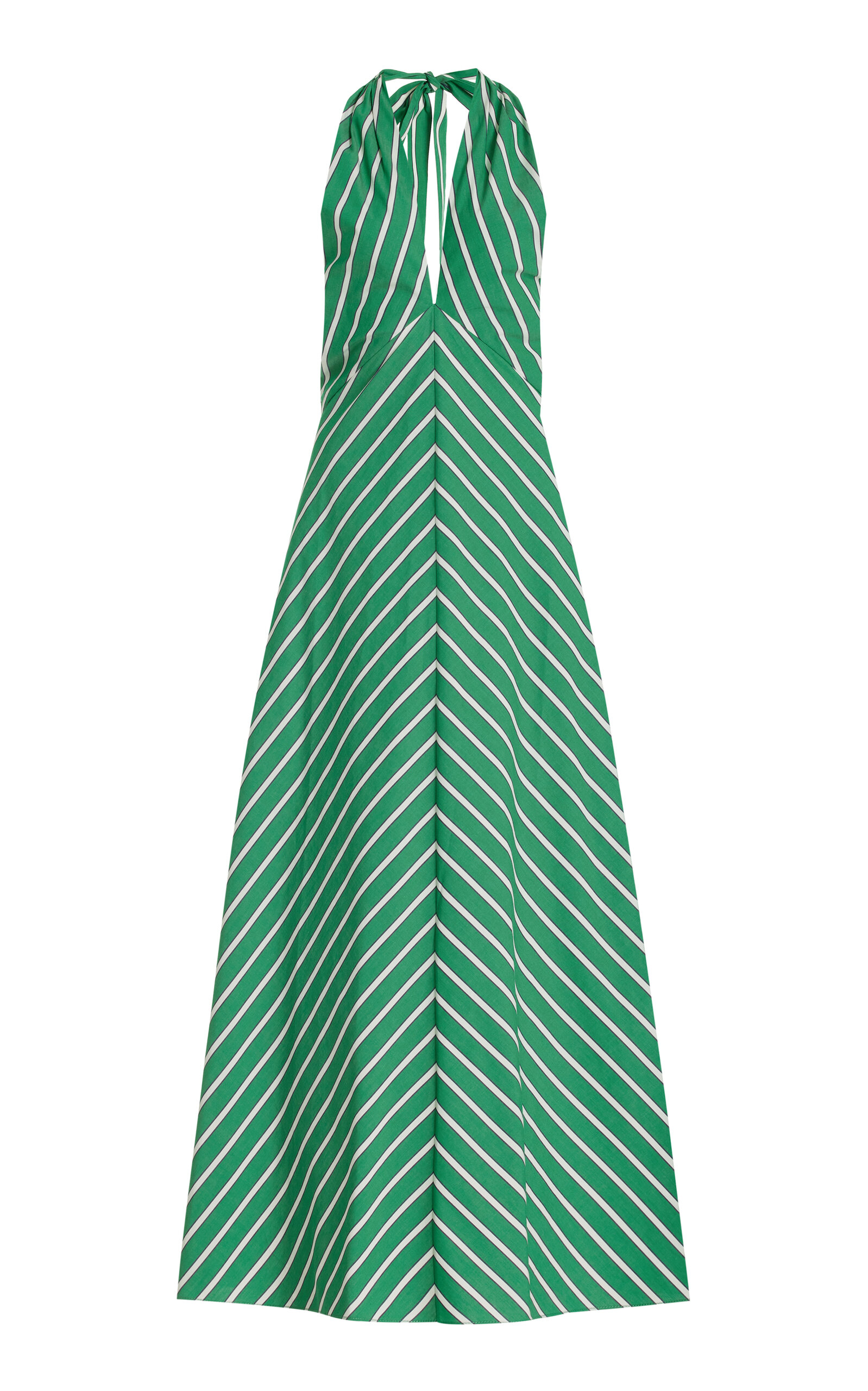 green and white striped halter dress Make Your Move Chartreuse Green & White Stripe Halter Maxi Dress main image 1