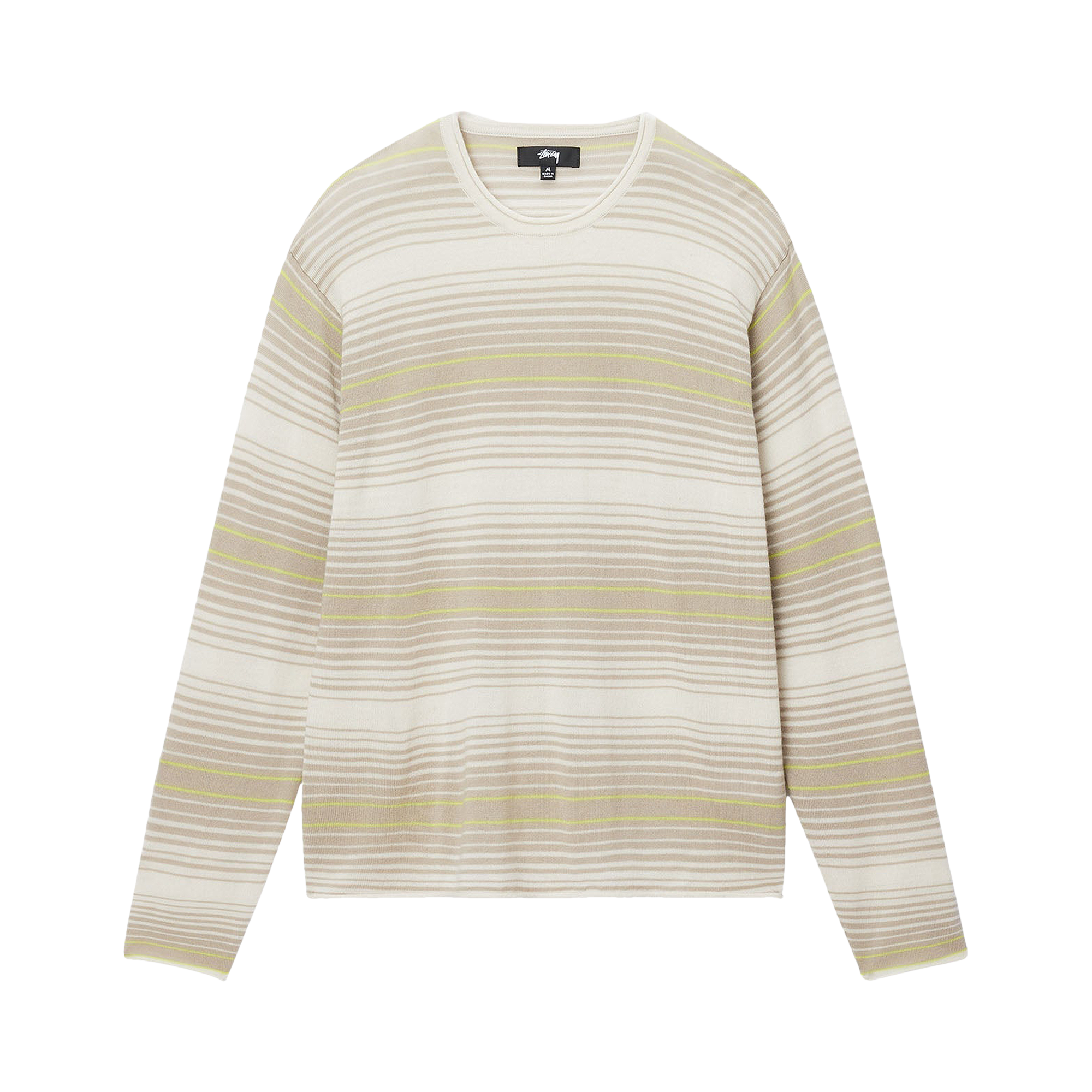 StüSsy Hairy Stripe Crew Sweater - Green | Editorialist