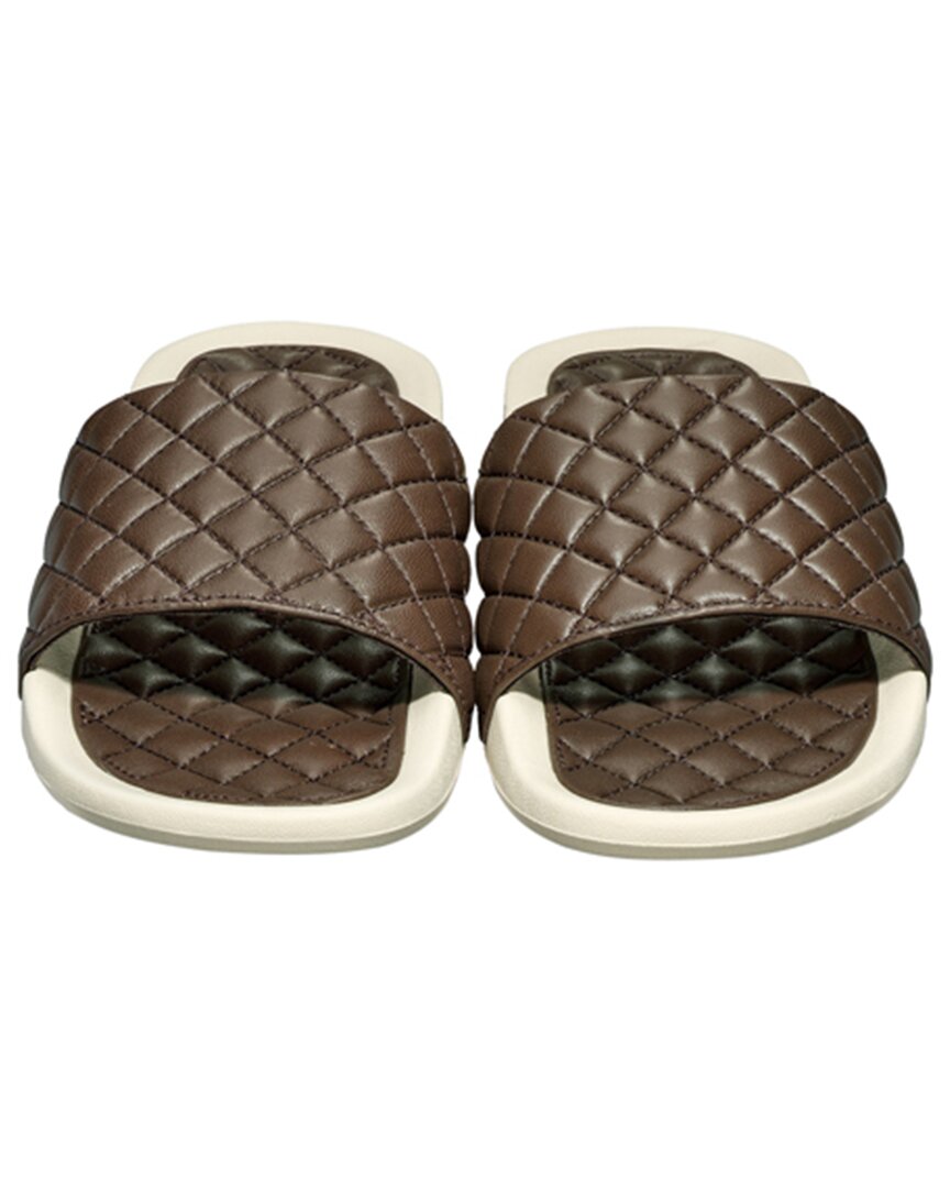 APL men’s Lusso Quilted Brown Leather slides with Cream Soles Men main image 3