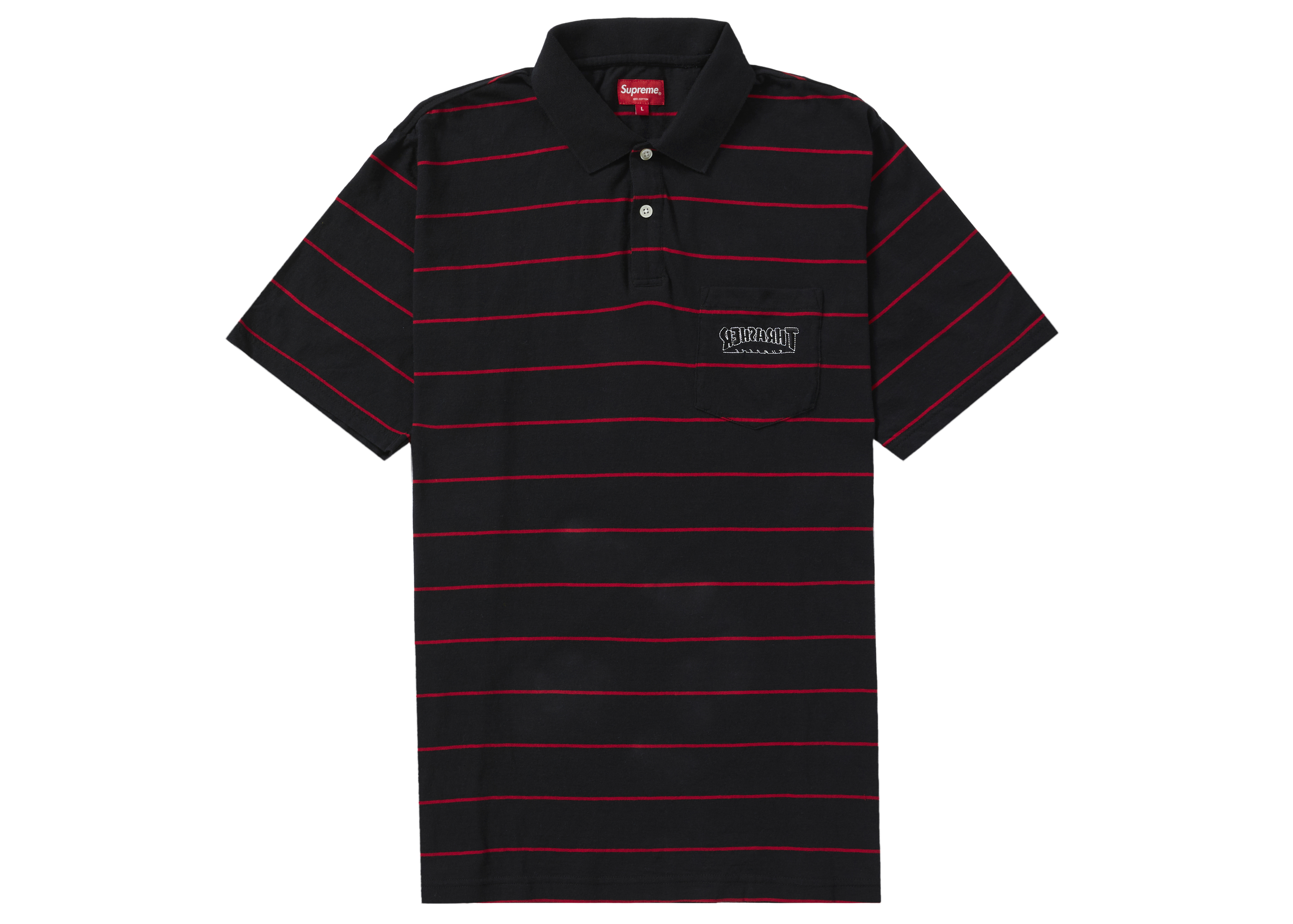 Supreme Striped Cursive Polo - Blue | Editorialist