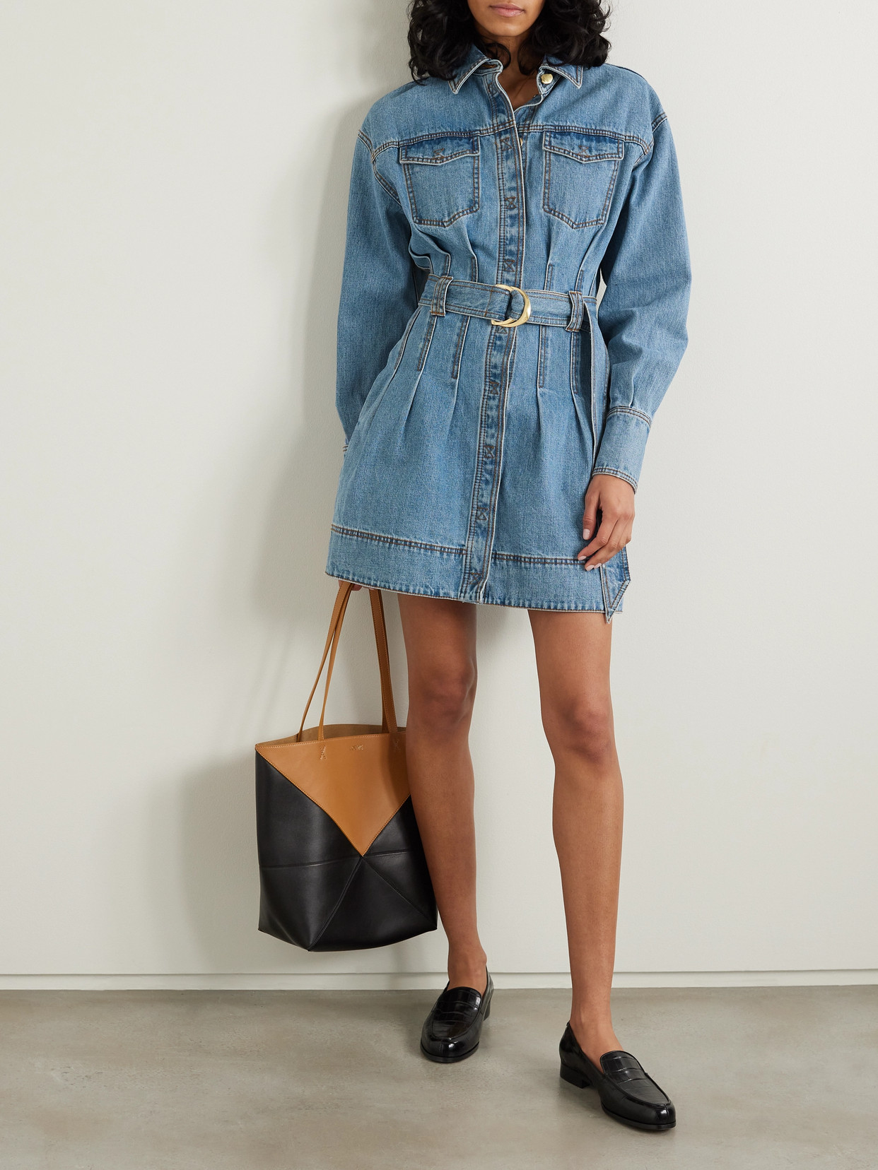 knee length dresses for ladies Aradia Denim Mini Dress | Classic Wash main image 1