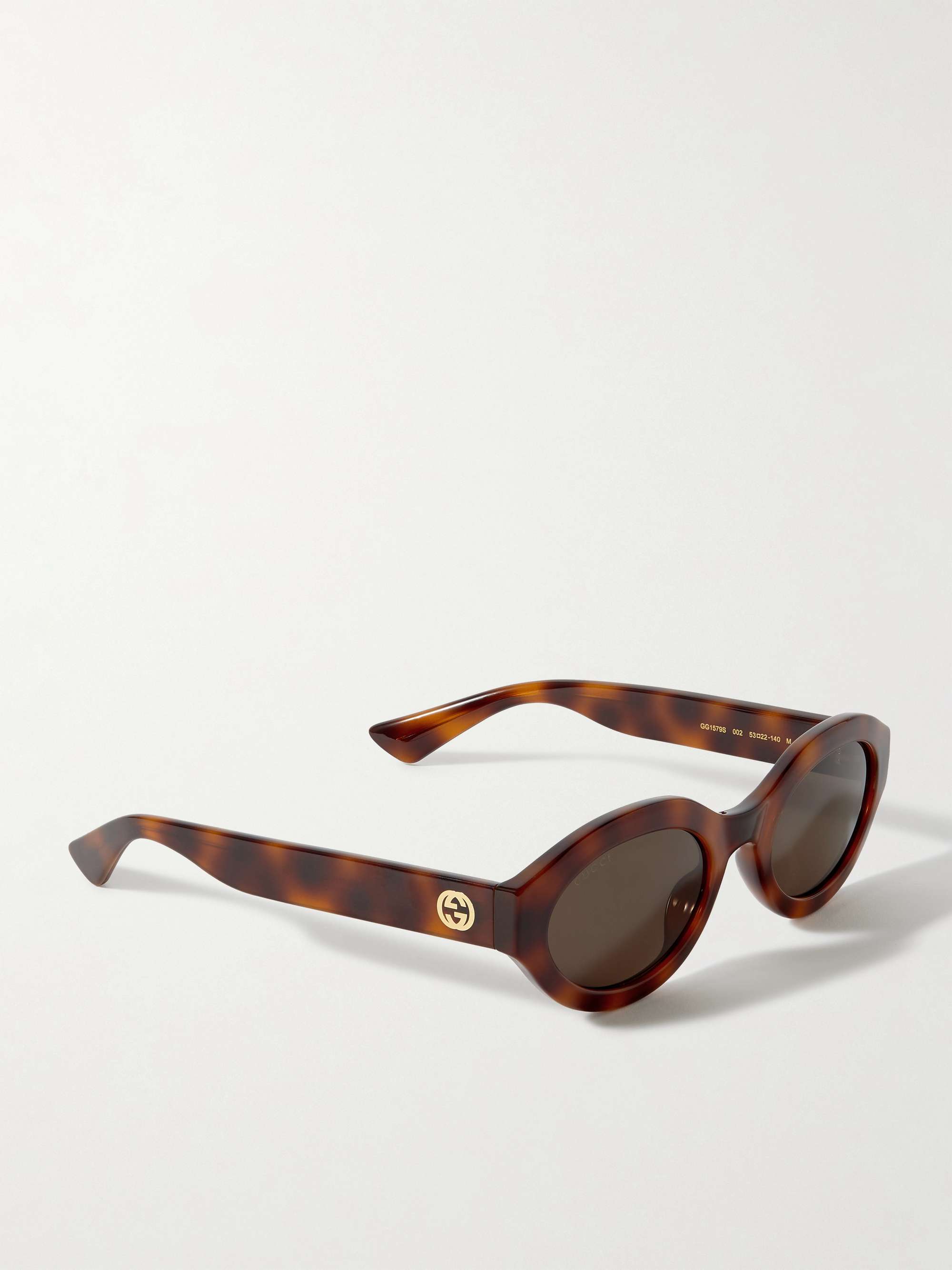 Gucci Oval-Frame Sunglasses - Tortoiseshell | Editorialist display picture 3
