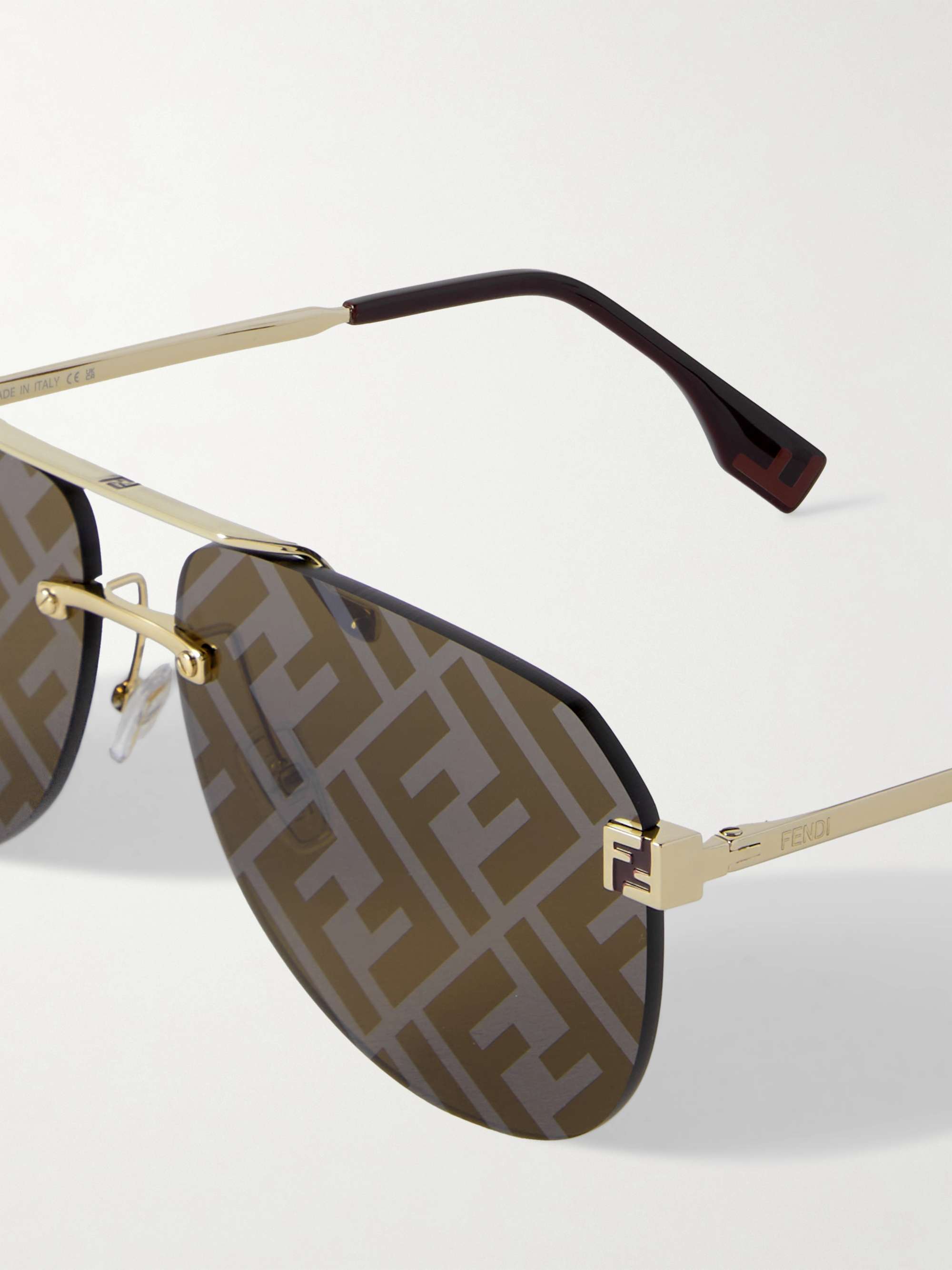 Buy Fendi Sky Aviator-style Sunglasses - Gold At 40% Off  display picture 1