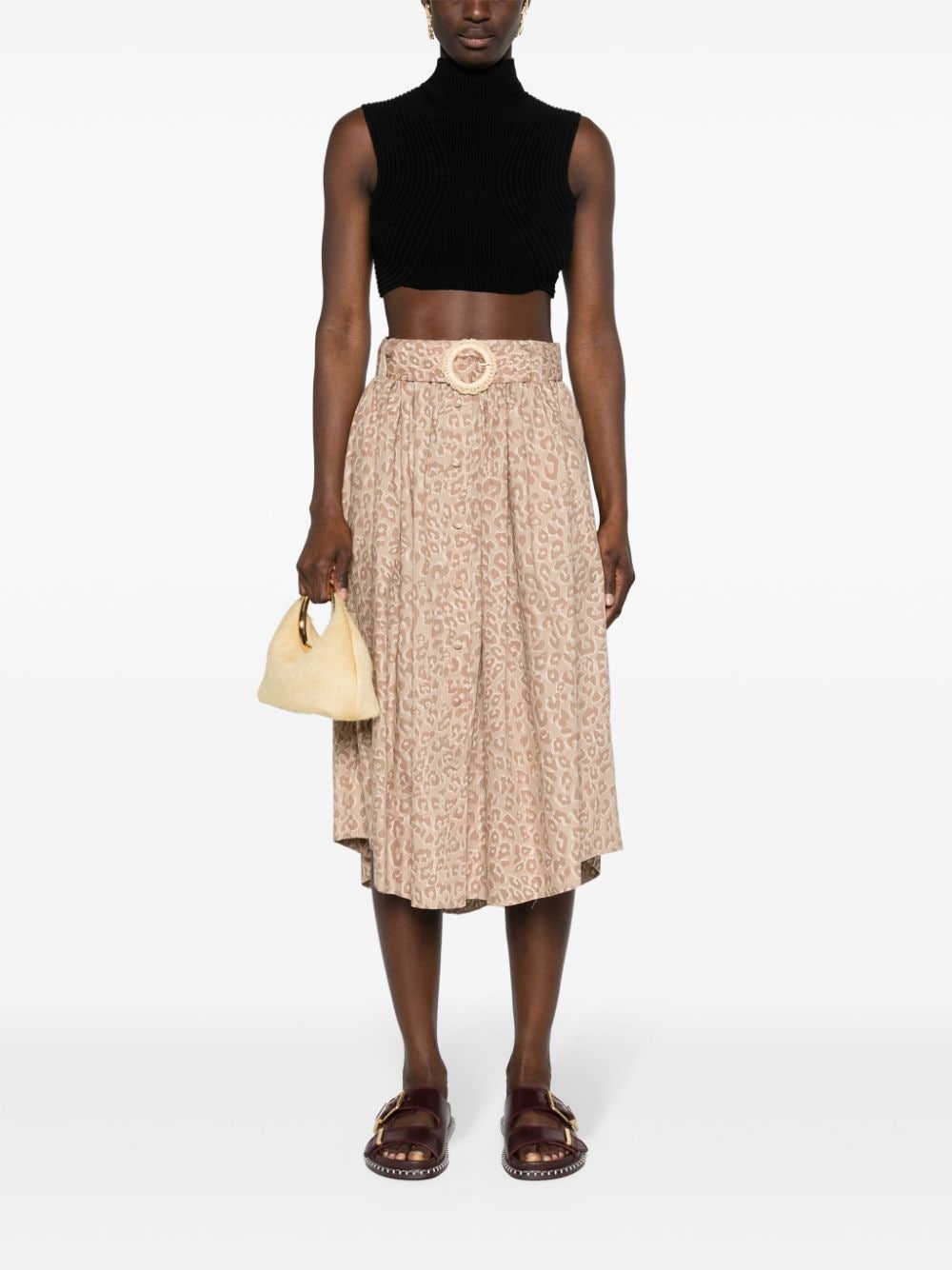 TWINSET TWINSET Animal-Print Cotton Midi Skirt