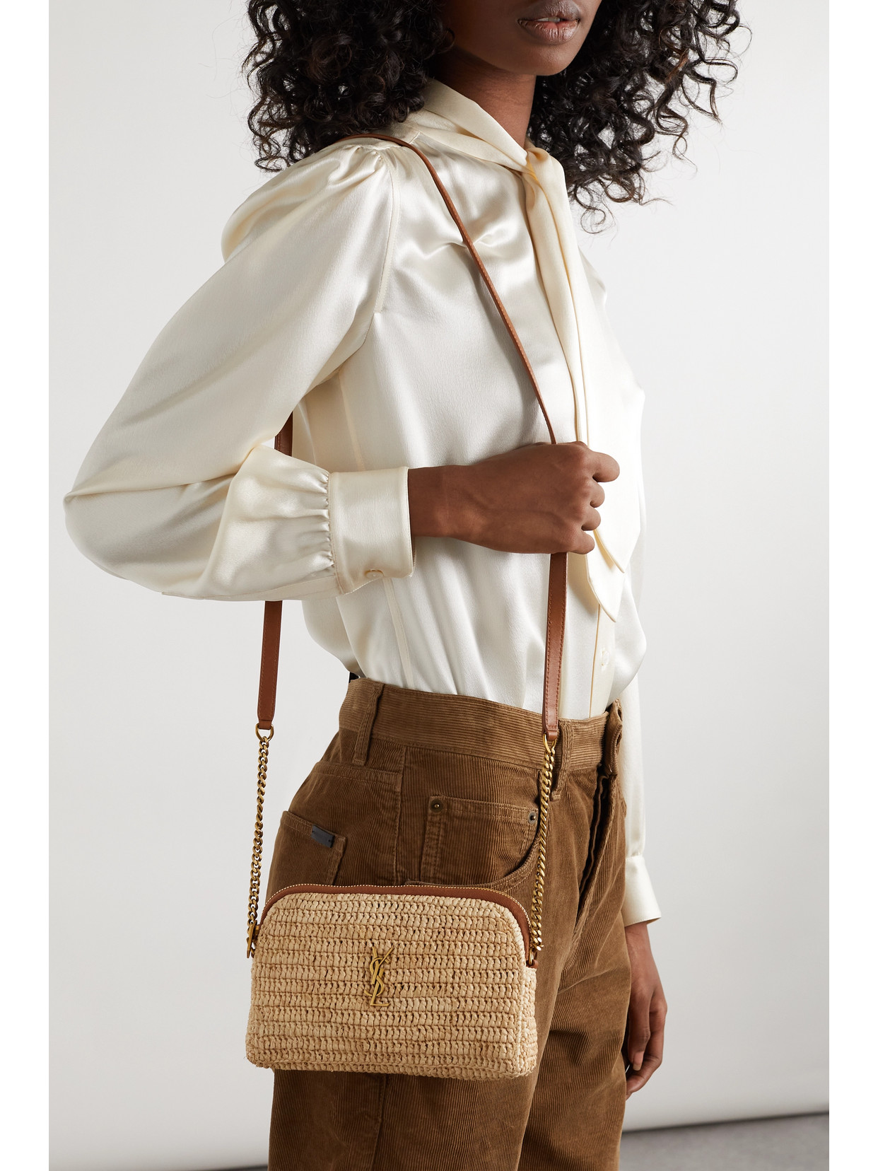 SAINT LAURENT Gaby Mini Raffia Shoulder Bag