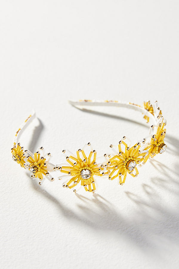 Anthropologie Positano Beaded Floral Headband In Yellow - 28  display picture 3