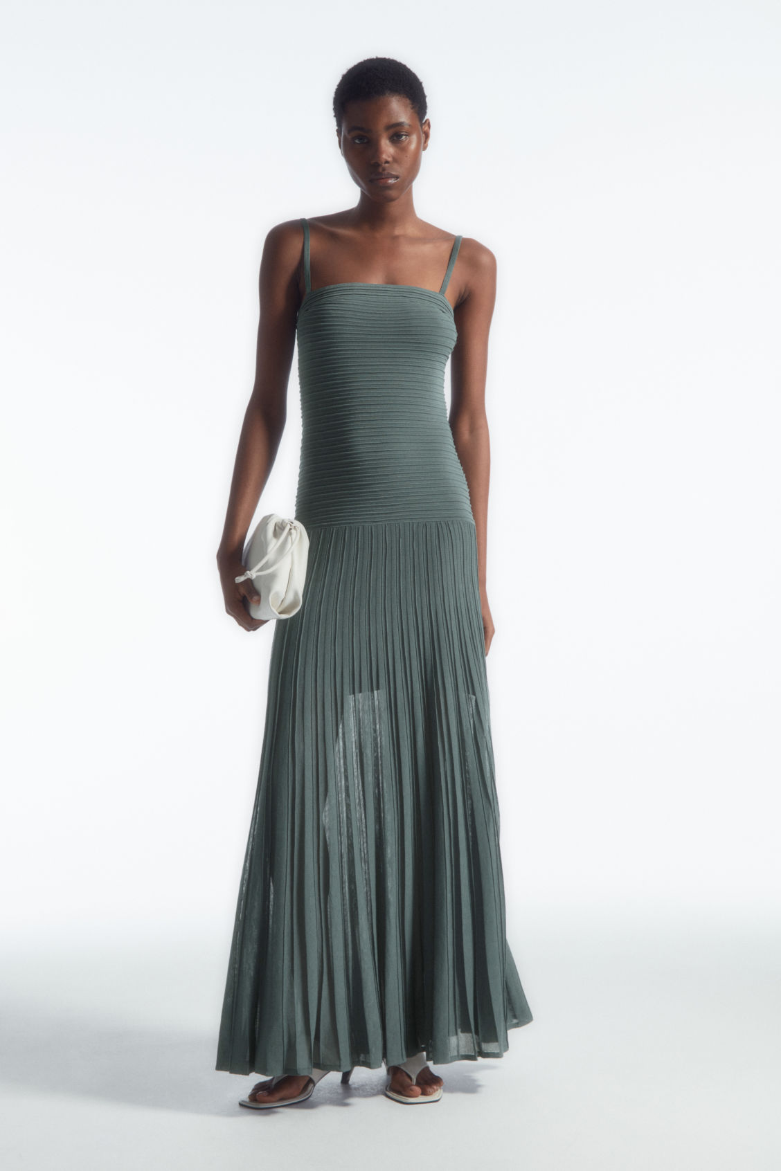 strapless open back dress Grove Ribbed Maxi Dress in Charcoal