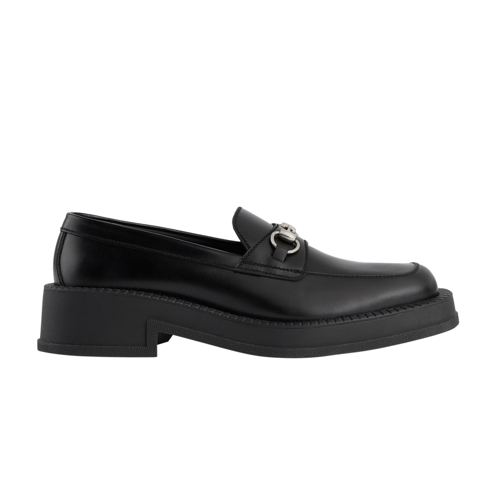 NIB Gucci Horsebit Chunky Loafers 11.5 US 12 Lug Sole Black Leather Shoes $990 Black Leather Foldable Slim Horsebit Loafer | GUCCI® US main image 4