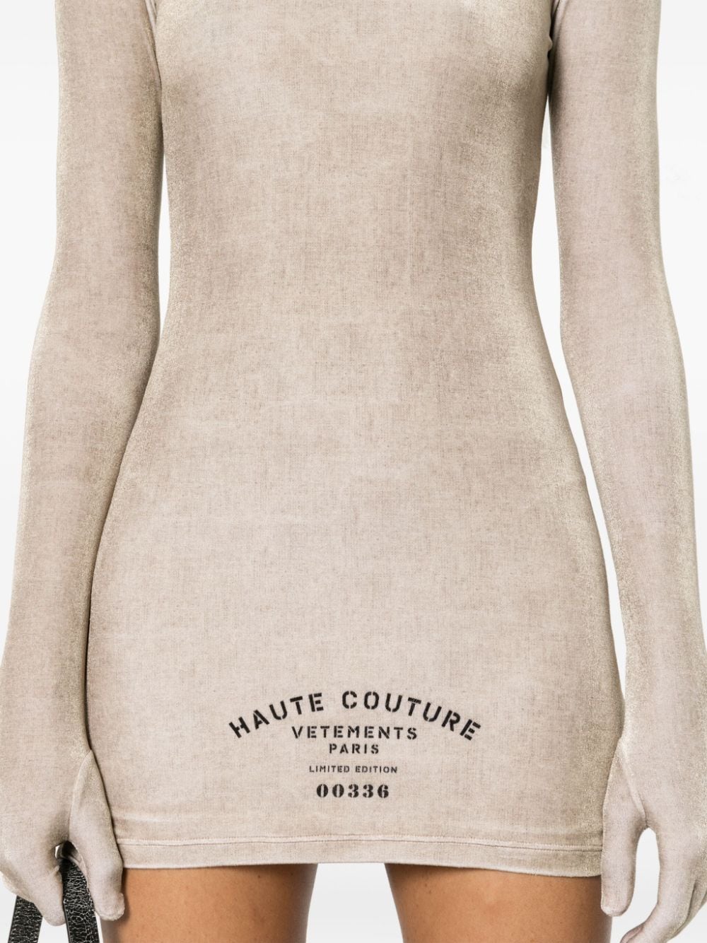 Vetements Velvet Glove-Sleeve Minidress In Neutrals - 25% Off | Editorialist