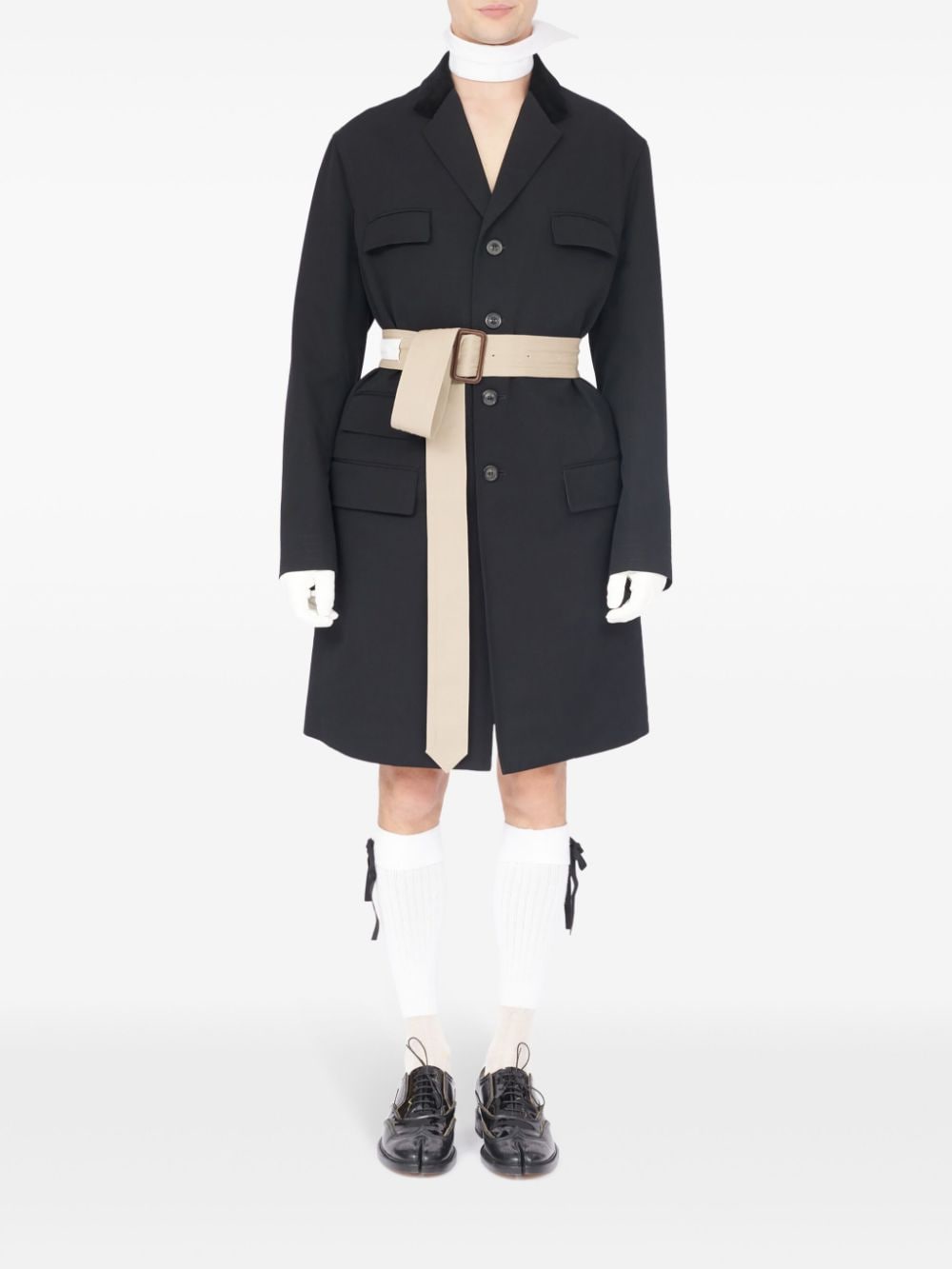 MAISON MARGIELA Maison Margiela Two-Tone Belted Coat