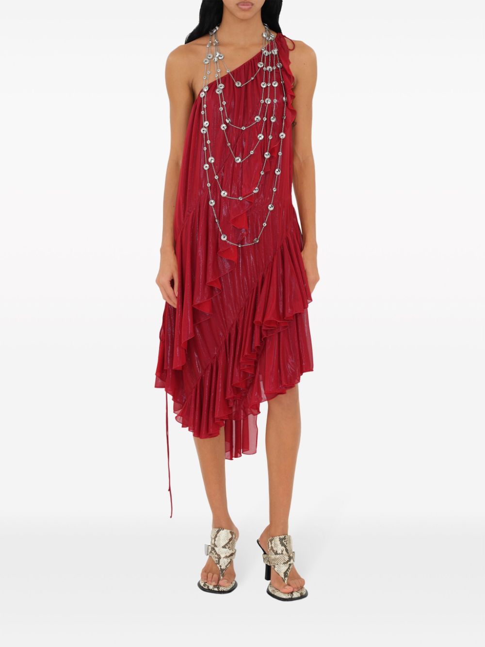 burberry off the shoulder dress Burberry One-Shoulder Ruffled Dress In Red - 50% Off