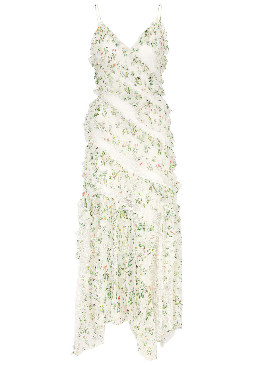 alice floral asymmetrical maxi dress + Olivia Sondra Floral-Print Chiffon In Multicoloured - 60% Off Willow Dress with belt- CURVE-SIZE Step out in style Color:Hot Fuchsia