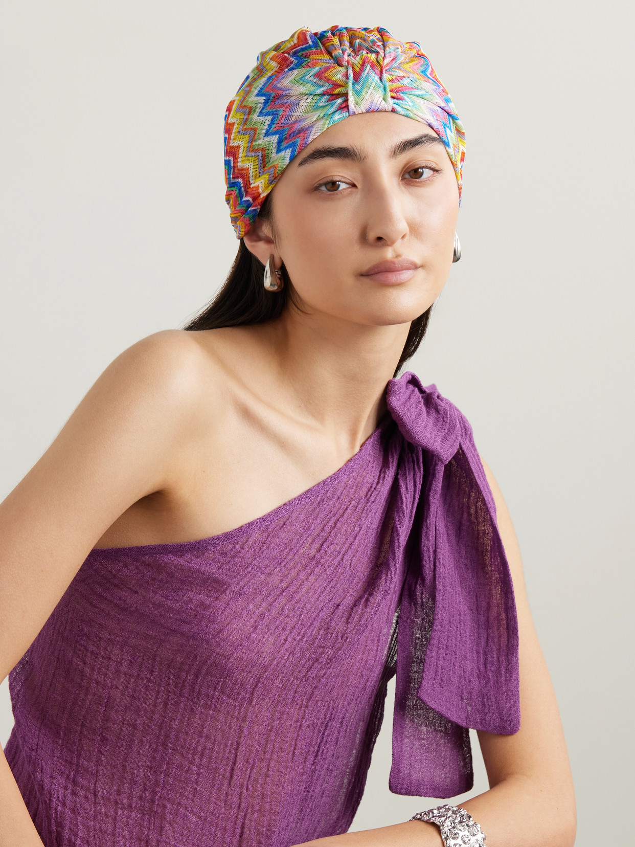 Missoni Striped Crochet-Knit Hair Wrap In Multi - 50% Off  display picture 2