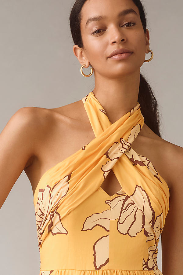 hutch floral halter maxi dress Hutch Floral Halter Maxi Dress In Yellow - 70% Off