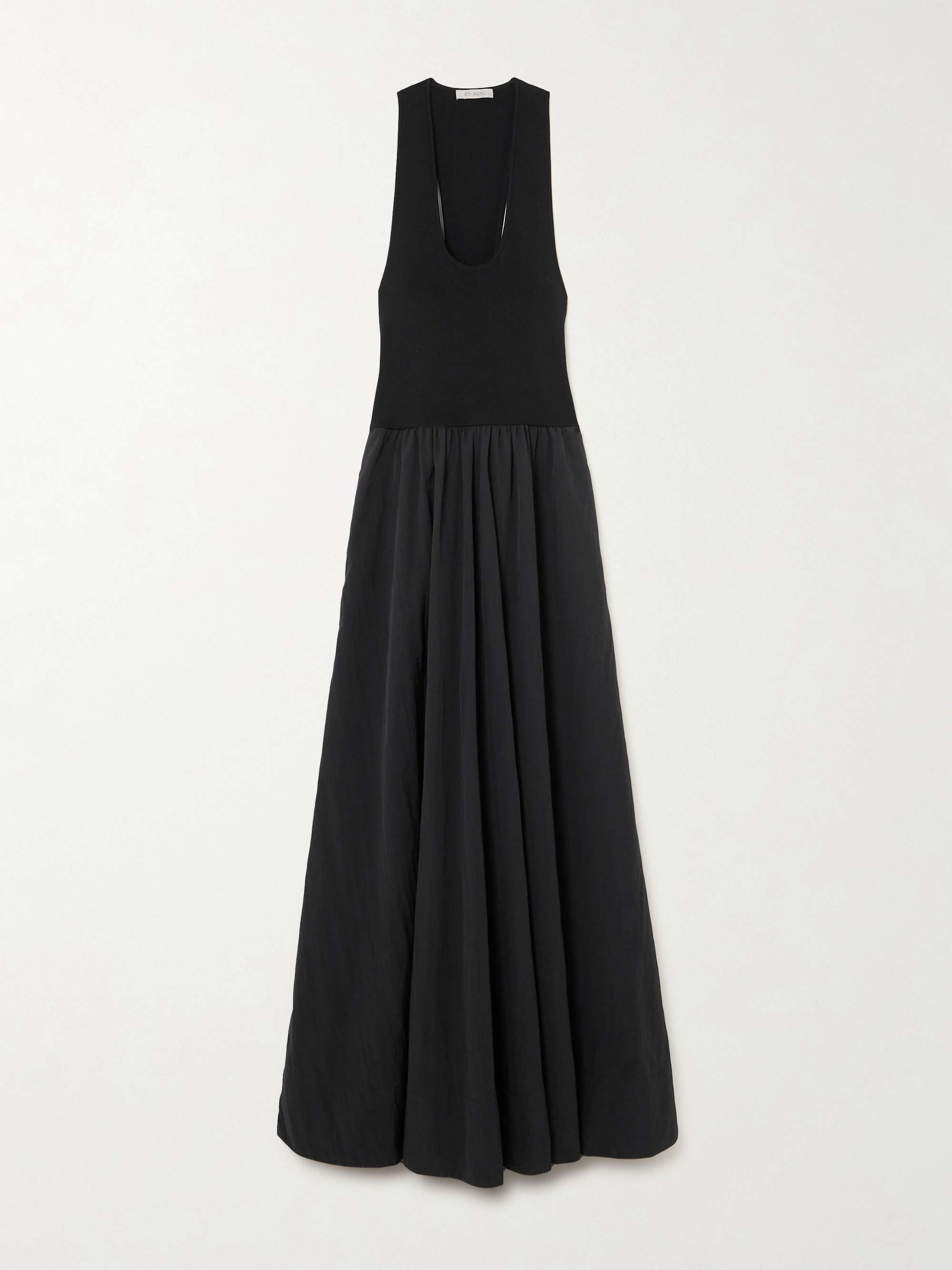 knee length dresses for ladies Threadbare Women's Black Sleeveless Utility Jersey Poplin Mix Maxi Dress main image 0