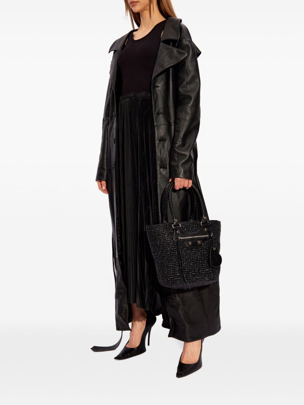 BALENCIAGA Belted Leather Trench Coat