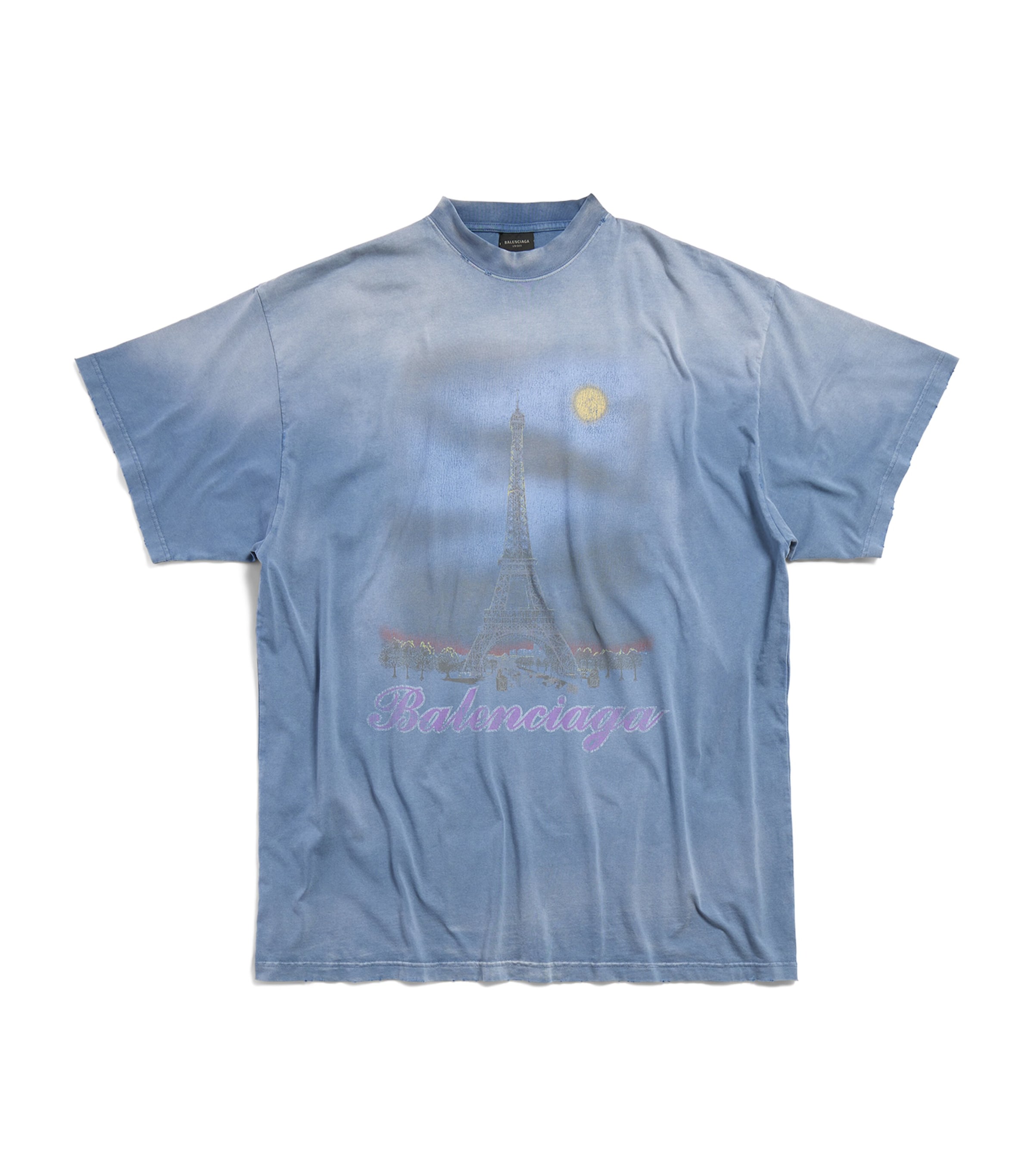 Balenciaga Oversized Paris Moon T-Shirt - Blue | Editorialist