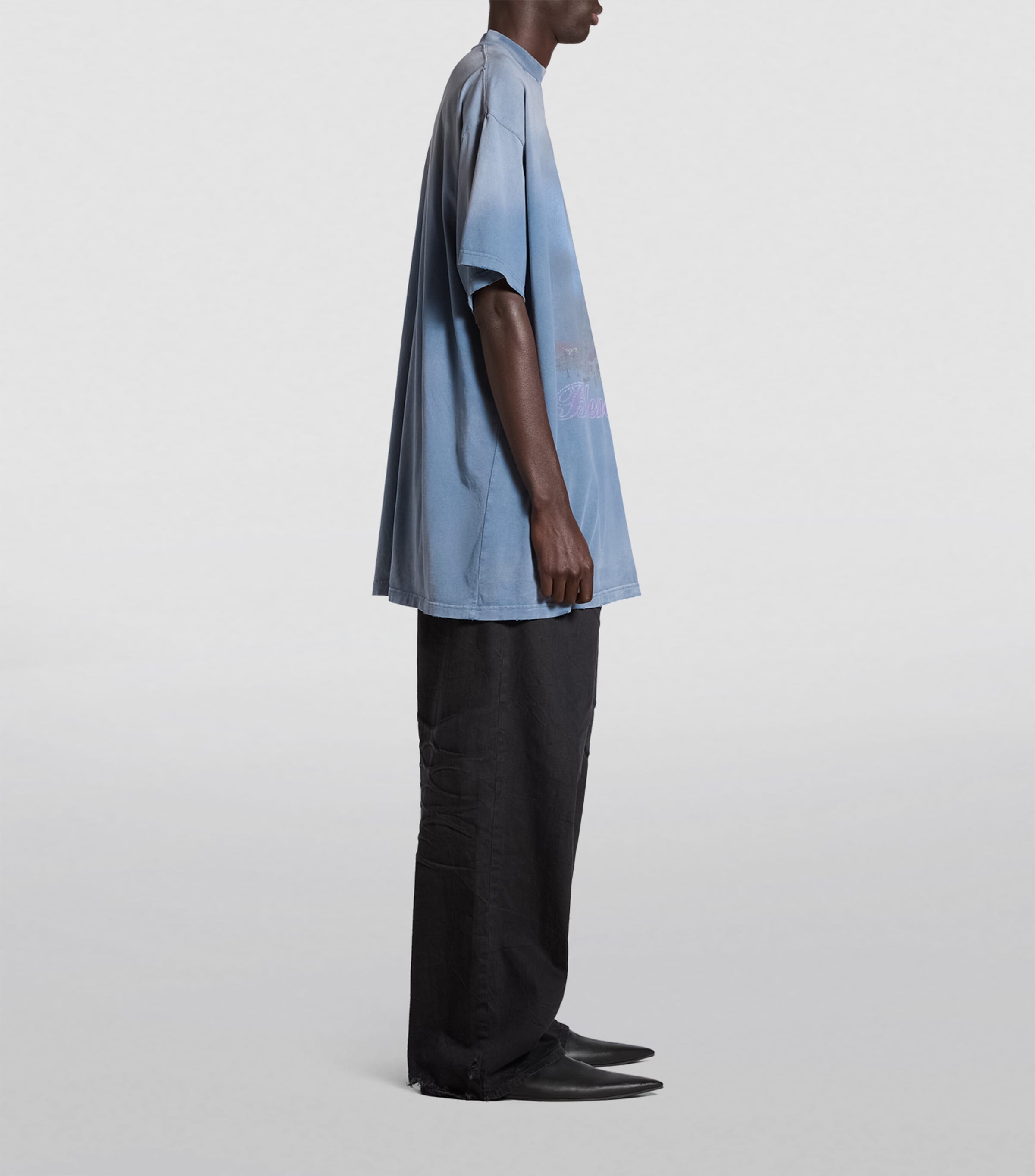 Balenciaga Oversized Paris Moon T-Shirt - Blue | Editorialist
