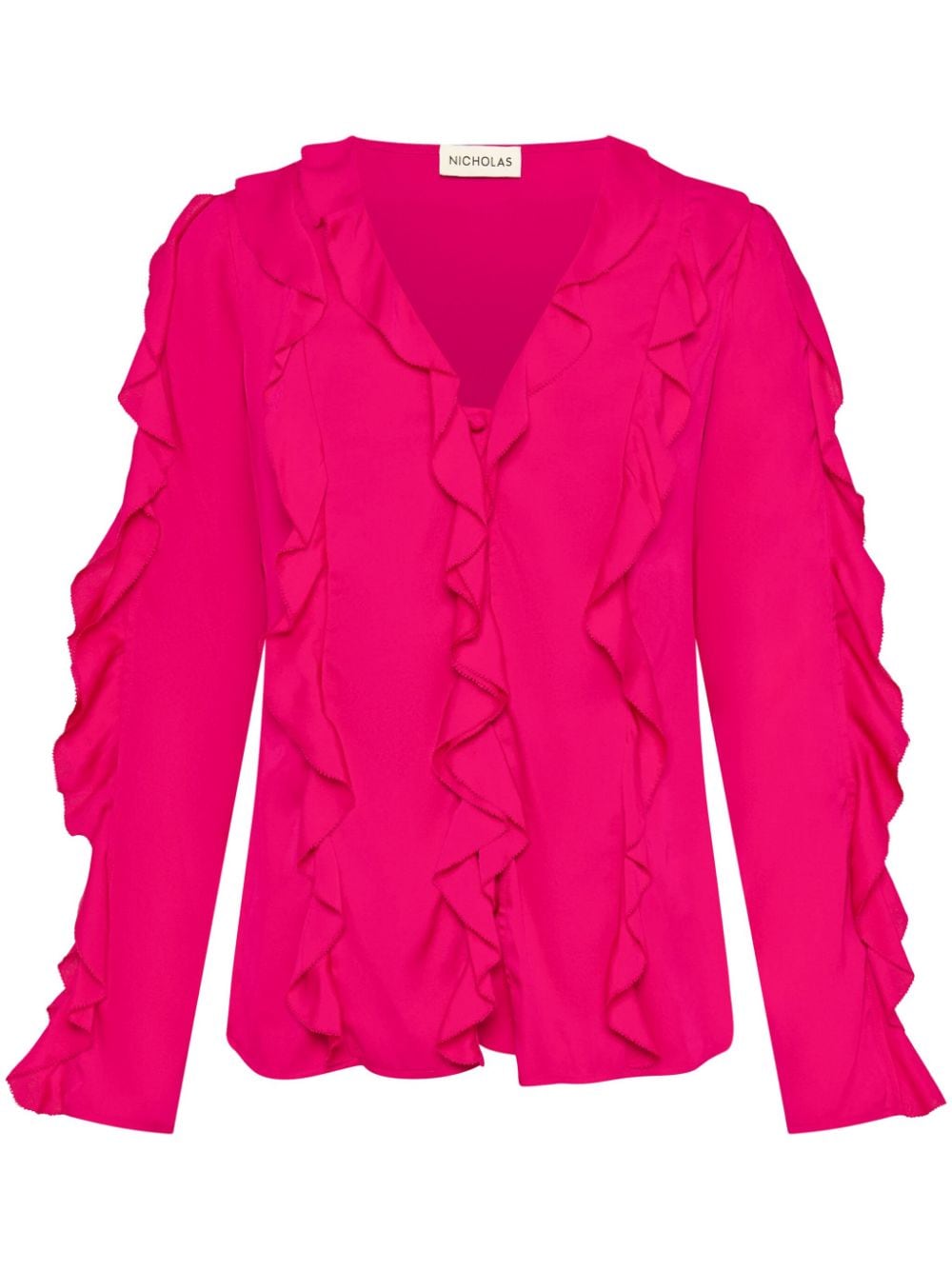 pink ruffle blouse long sleeve