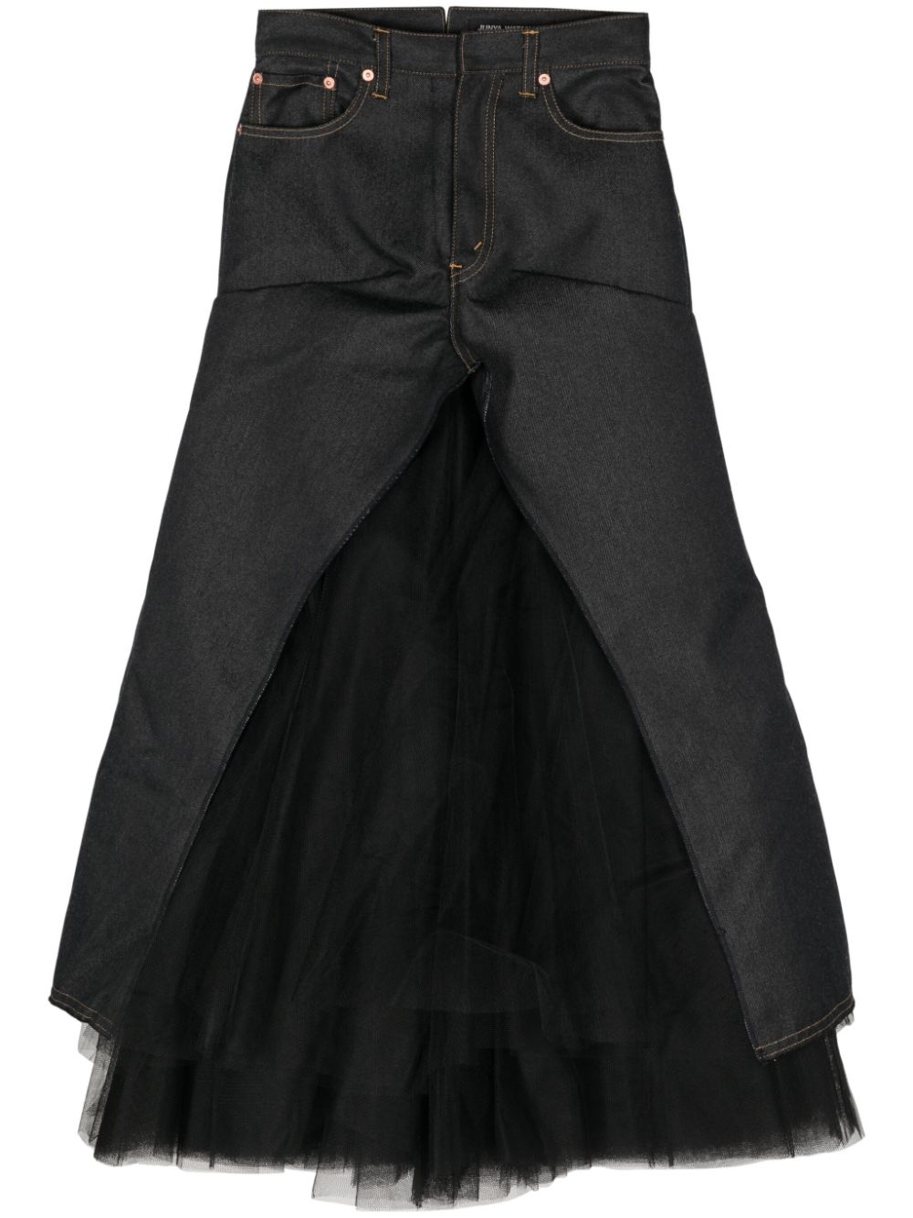 Junya Watanabe Layered Tulle Denim Skirt In Blue - 74% Off