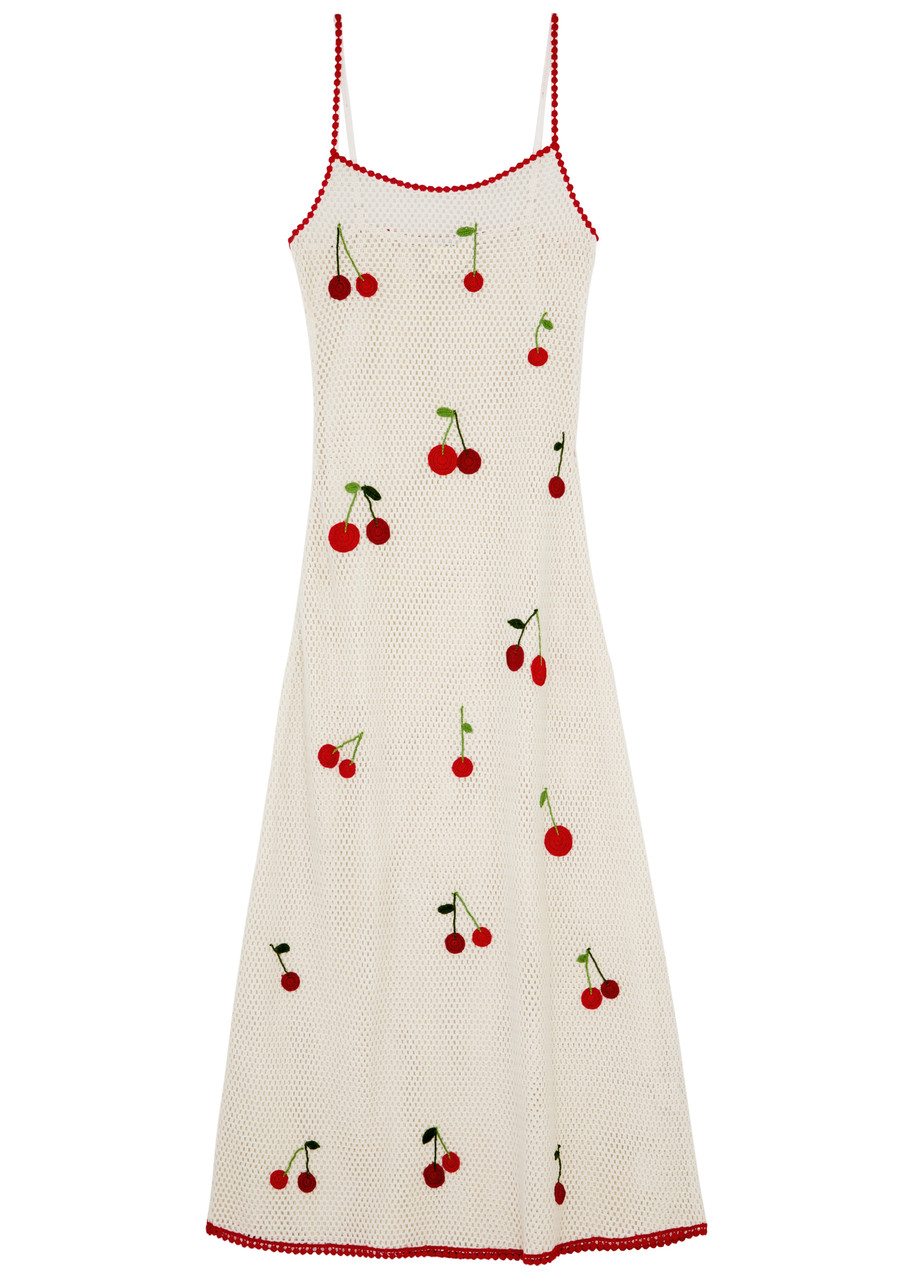 Leslie Amon Treasure Cherry Crochet Maxi Dress - White | Editorialist