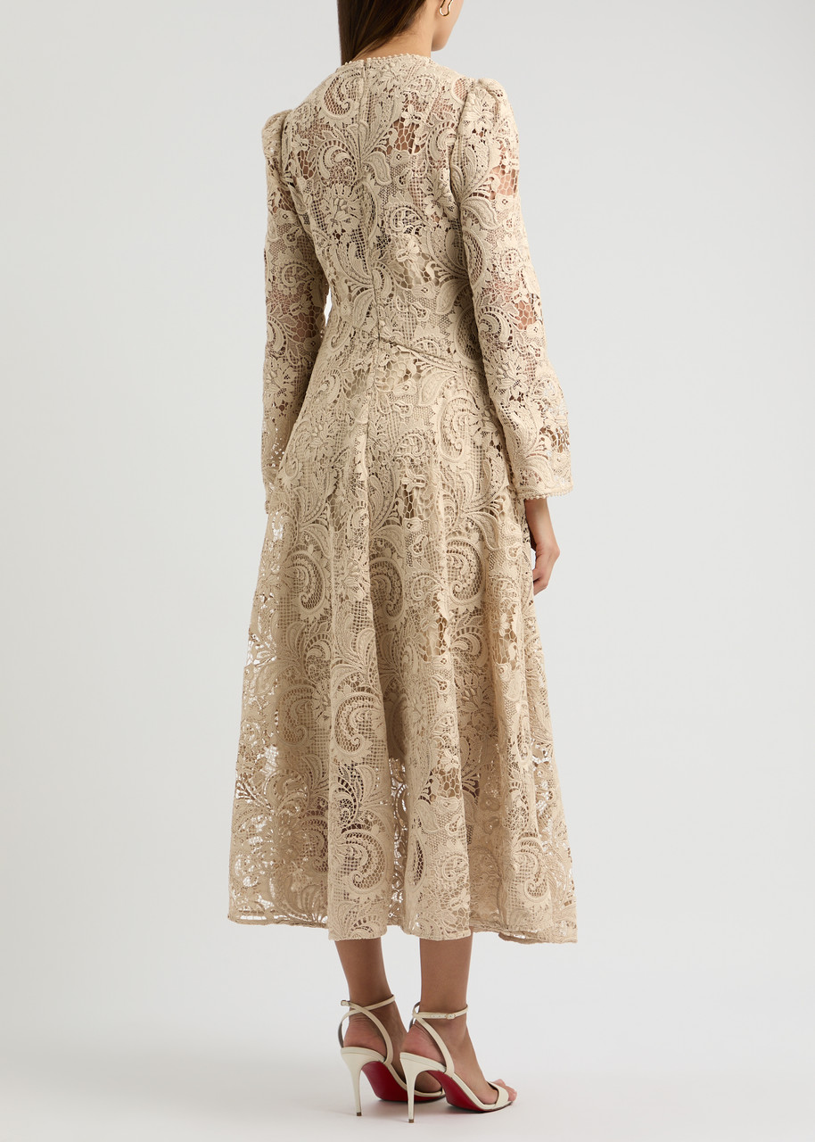 Zimmermann Waverly Lace Midi Dress - Taupe | Editorialist Zimmermann Waverly Lace Midi Dress - Taupe | Editorialist