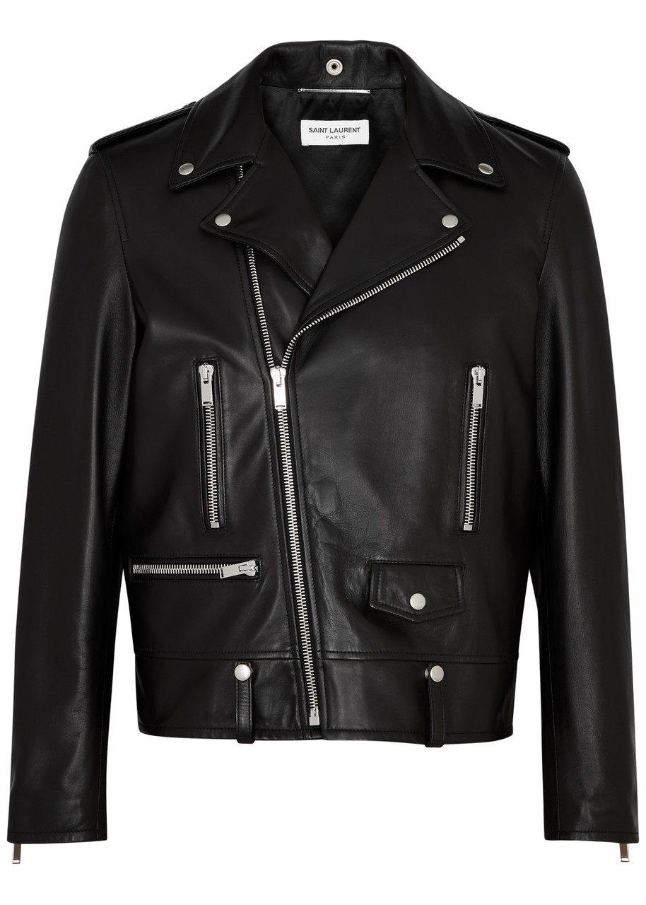 Saint Laurent Leather Biker Jacket In Black | Editorialist