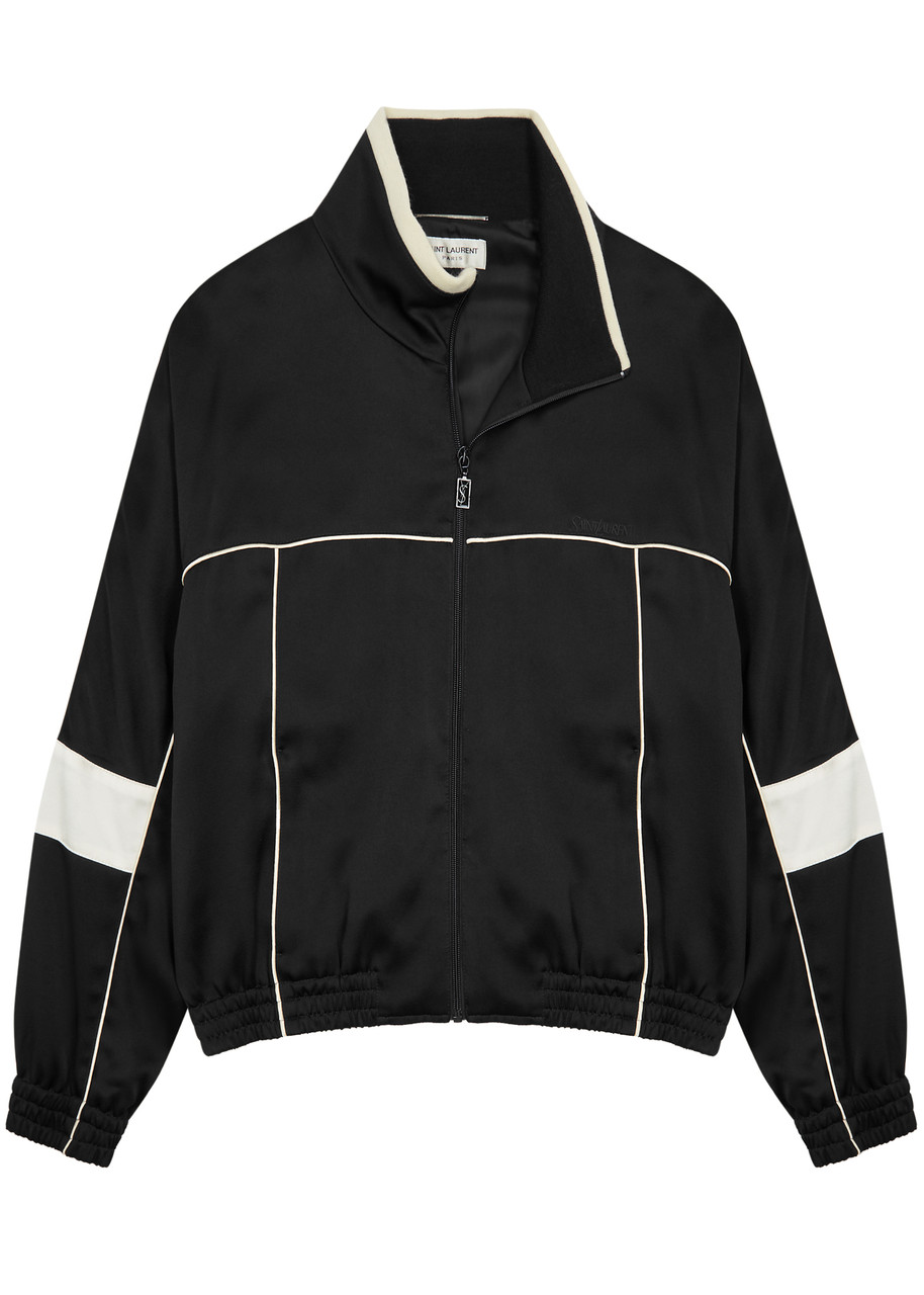 Saint Laurent Satin Track Jacket - Black | Editorialist