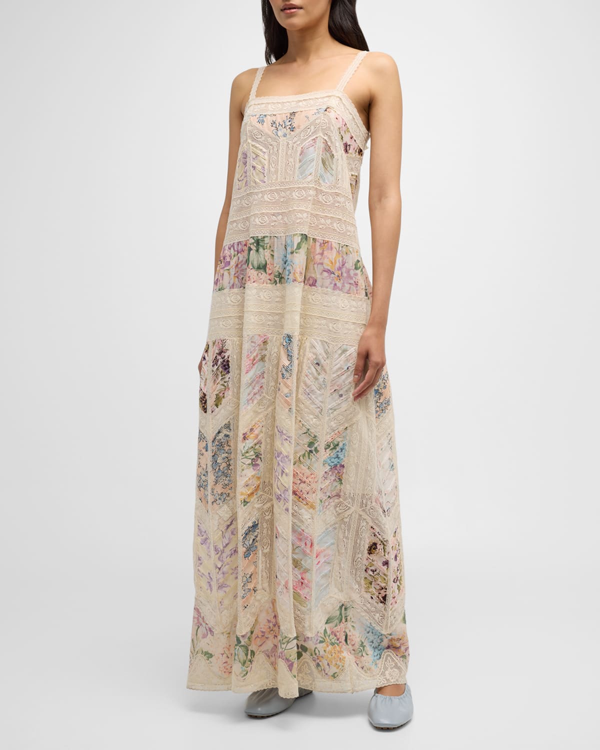 zimmermann halliday lace trim slip dress Zimmermann Halliday lace-trimmed floral linen slip dress Zimmermann