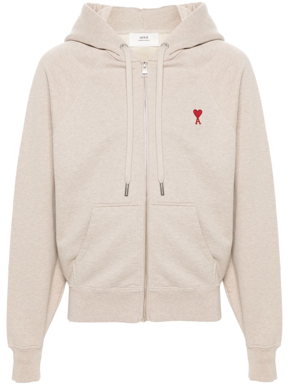 Ami Paris De Coeur Zip-Up Hoodie In Neutrals - 26% Off | Editorialist