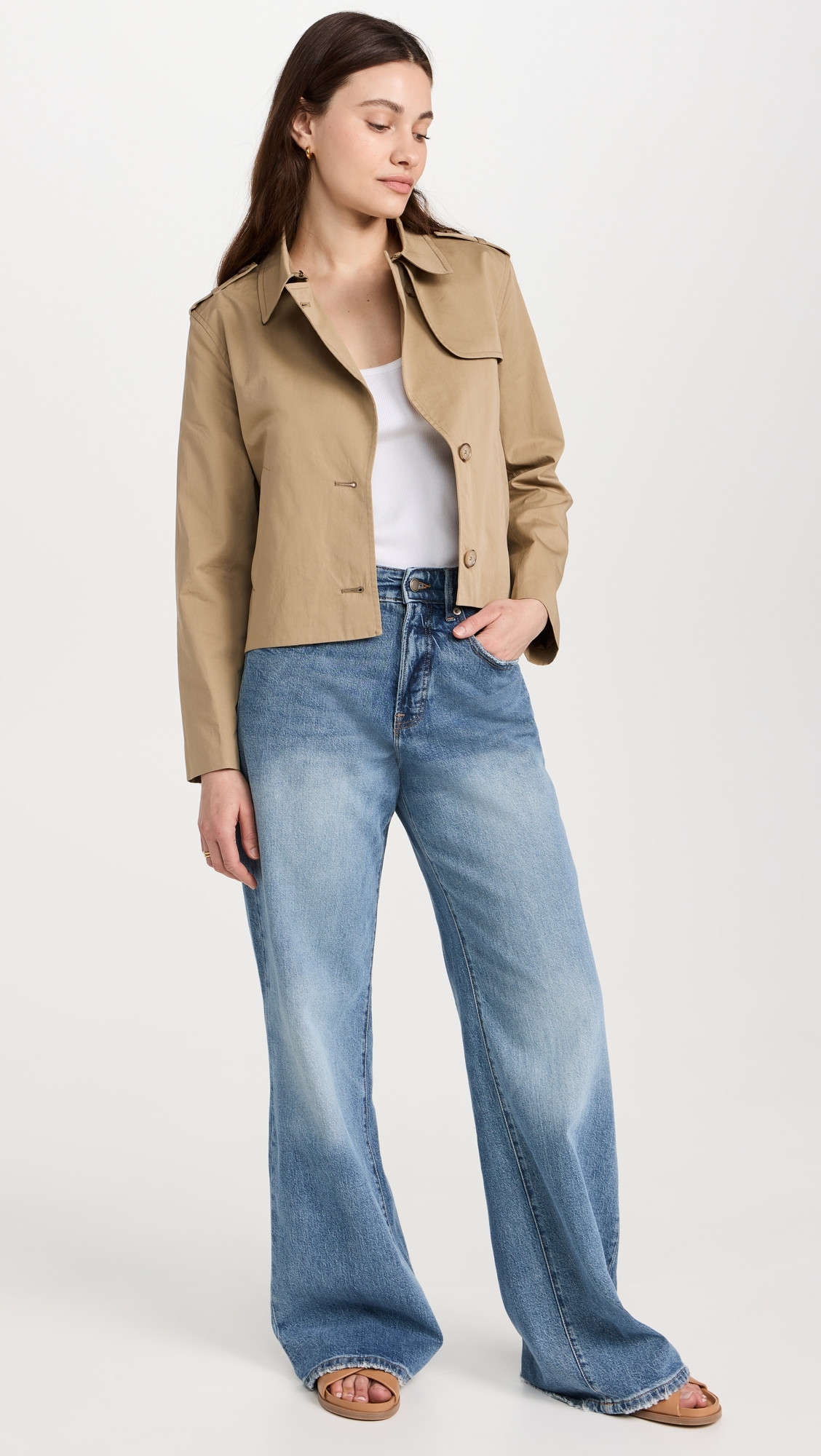 FRAME Twill Short Trench Jacket