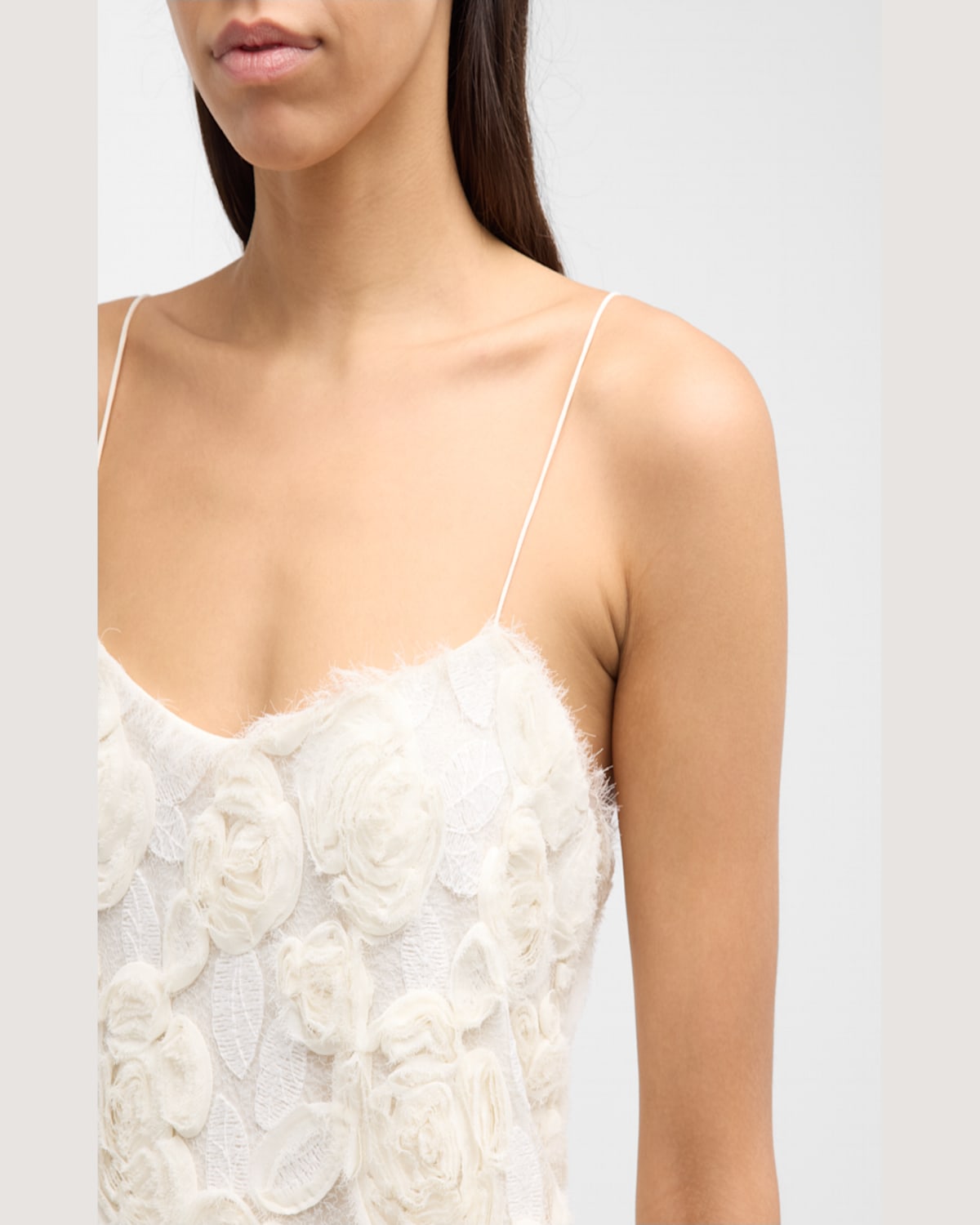 alexis blanc dress ivory Floral Embroidered Pleated-Hem Mini - 40_small
