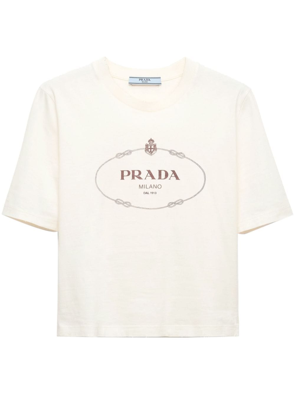 Prada Logo-print Cropped T-shirt - Neutrals | Editorialist